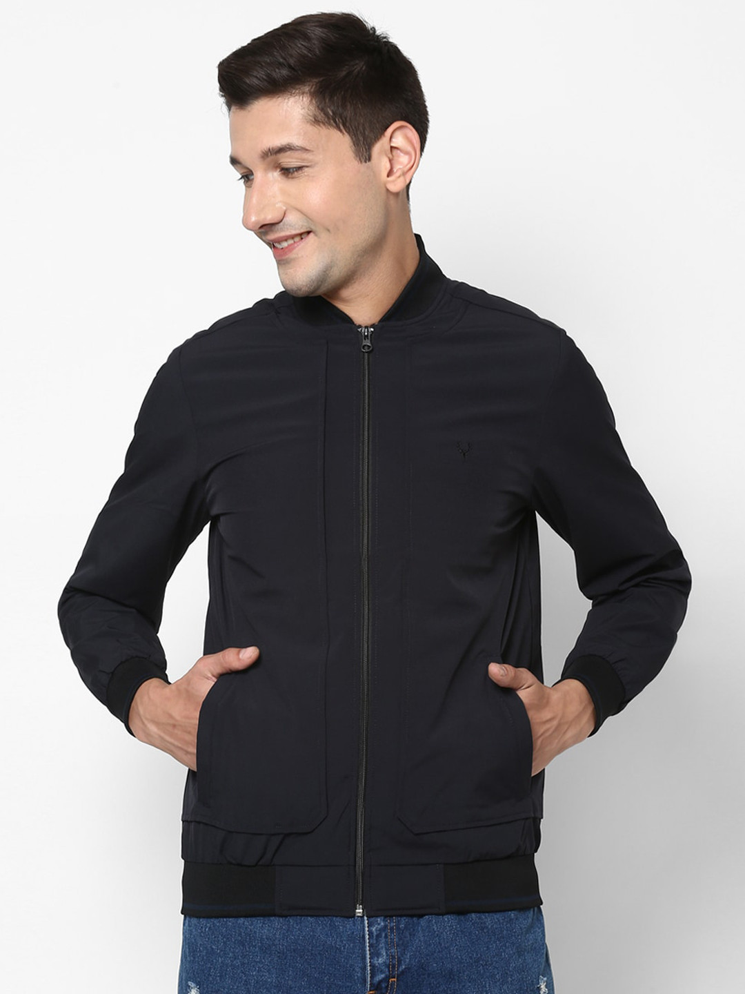 Buy Allen Solly Men Black Bomber Jacket - Jackets for Men 16573904 | Myntra