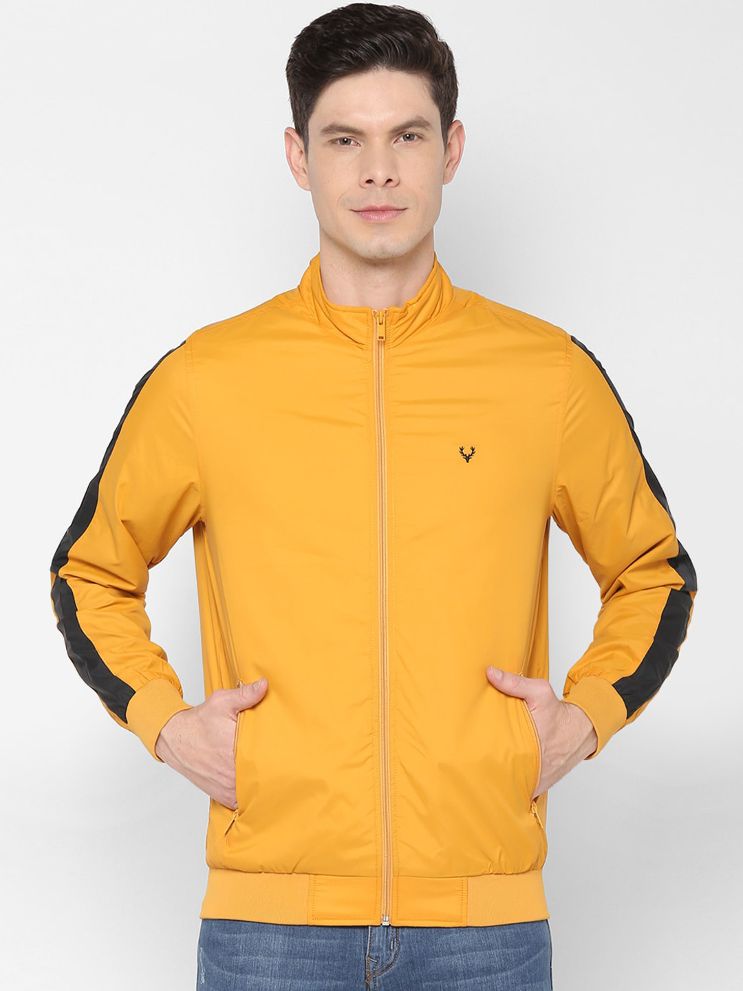 Buy Allen Solly Men Yellow Solid Sporty Jacket - Jackets for Men ...