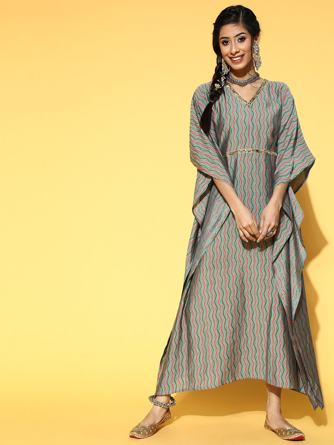 Buy Libas Women Chic Multi Coloured Floral Kaftan Dress - Ethnic ...