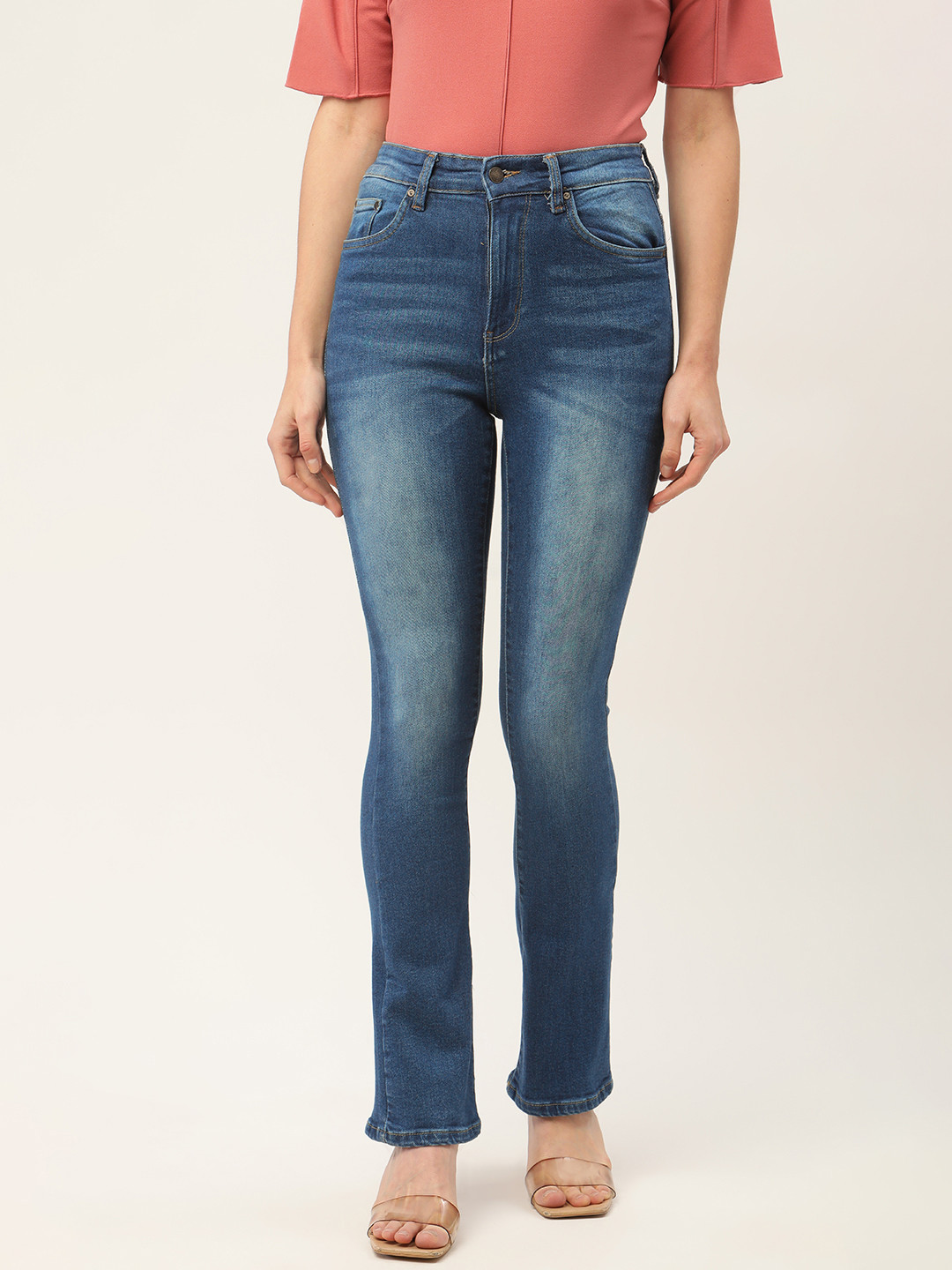 Buy Malachi Women Blue Bootcut High Rise Heavy Fade Stretchable Jeans ...