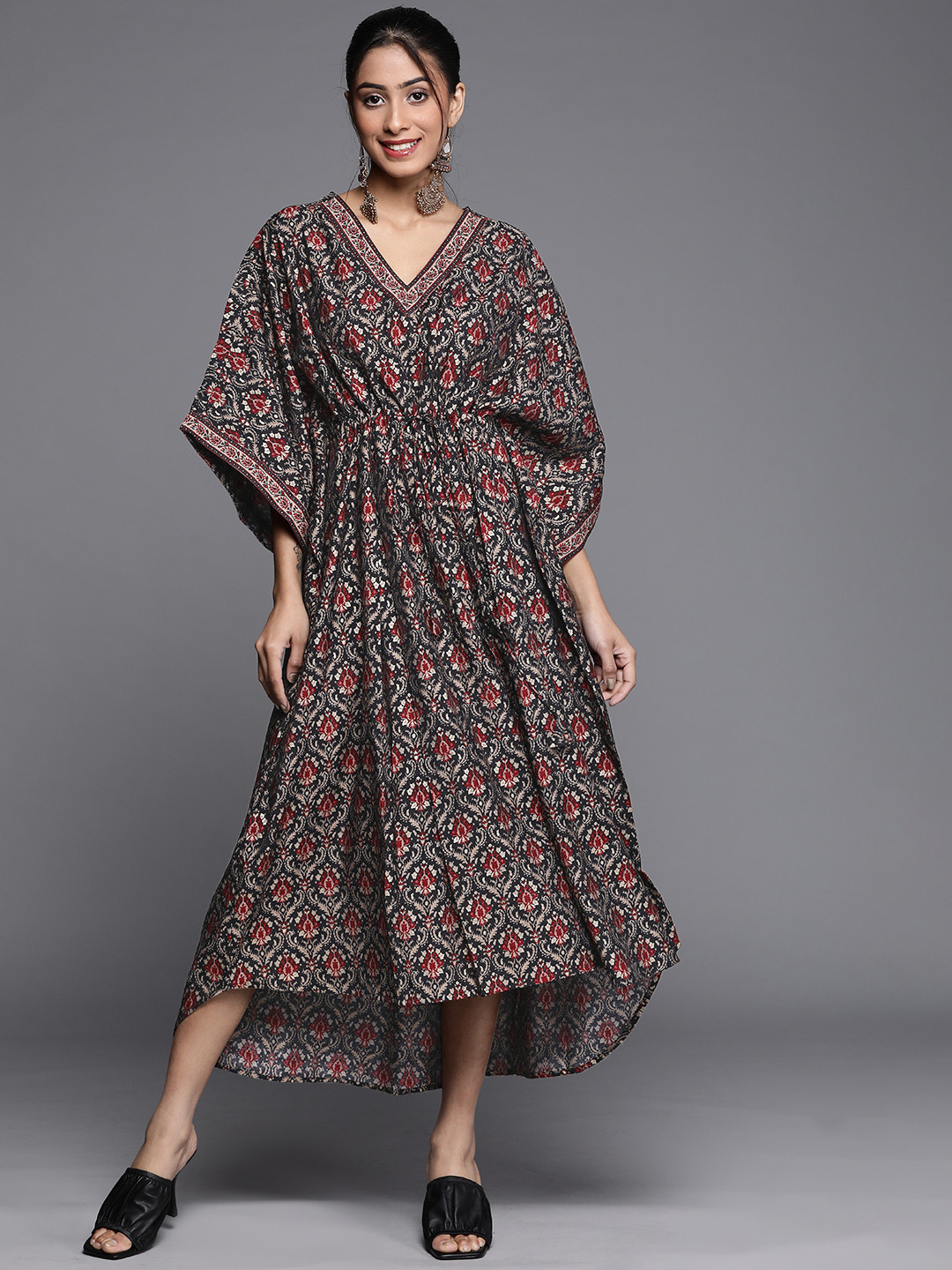 Buy Libas Multicoloured Floral Ethnic Kaftan Maxi Dress - Ethnic ...