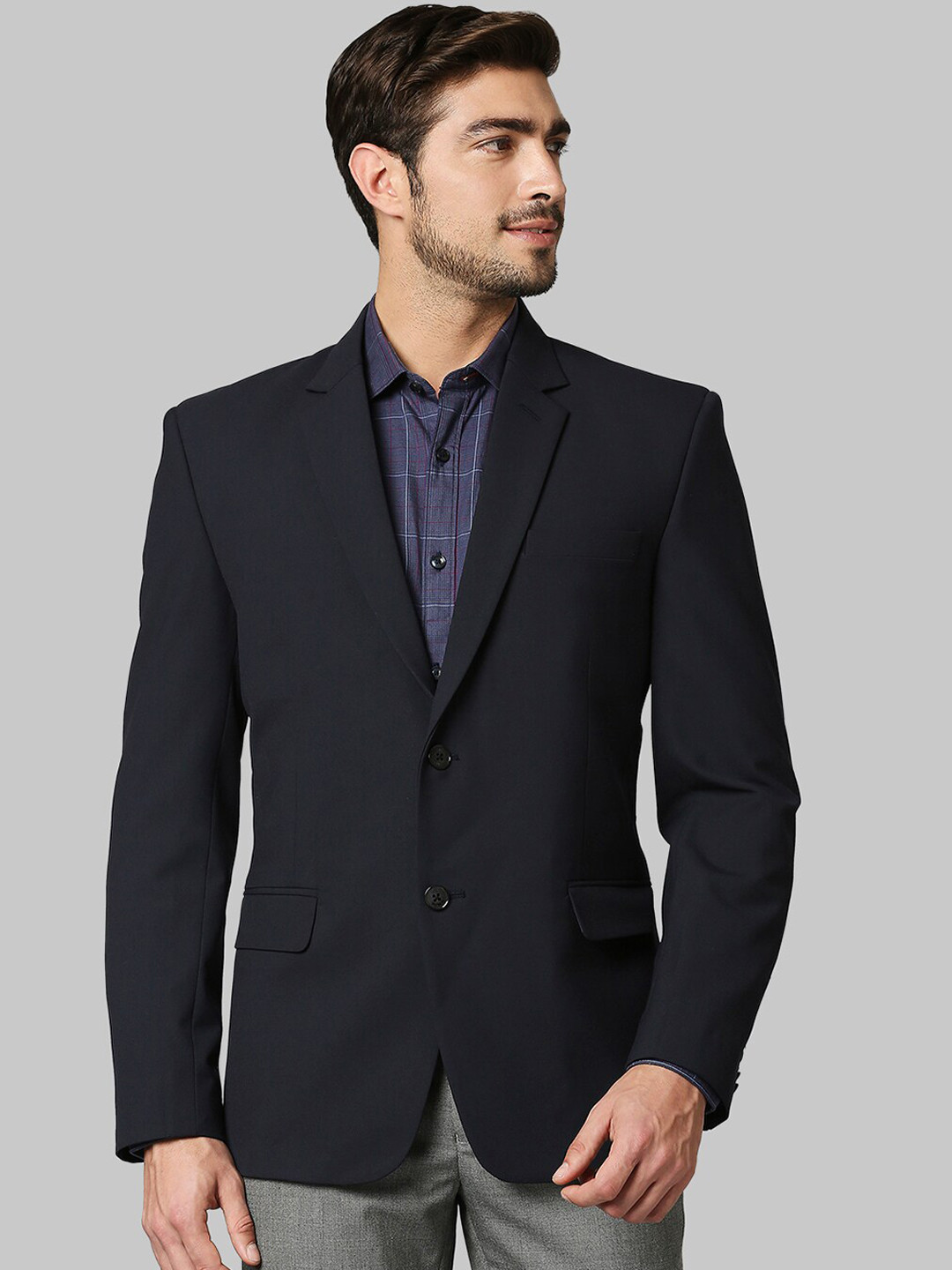 Buy Raymond Men Black Solid Single Breasted Blazer - Blazers for Men ...