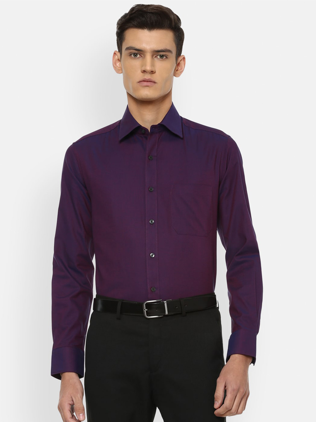Buy Louis Philippe Men Purple Pure Cotton Formal Shirt - Shirts for Men ...
