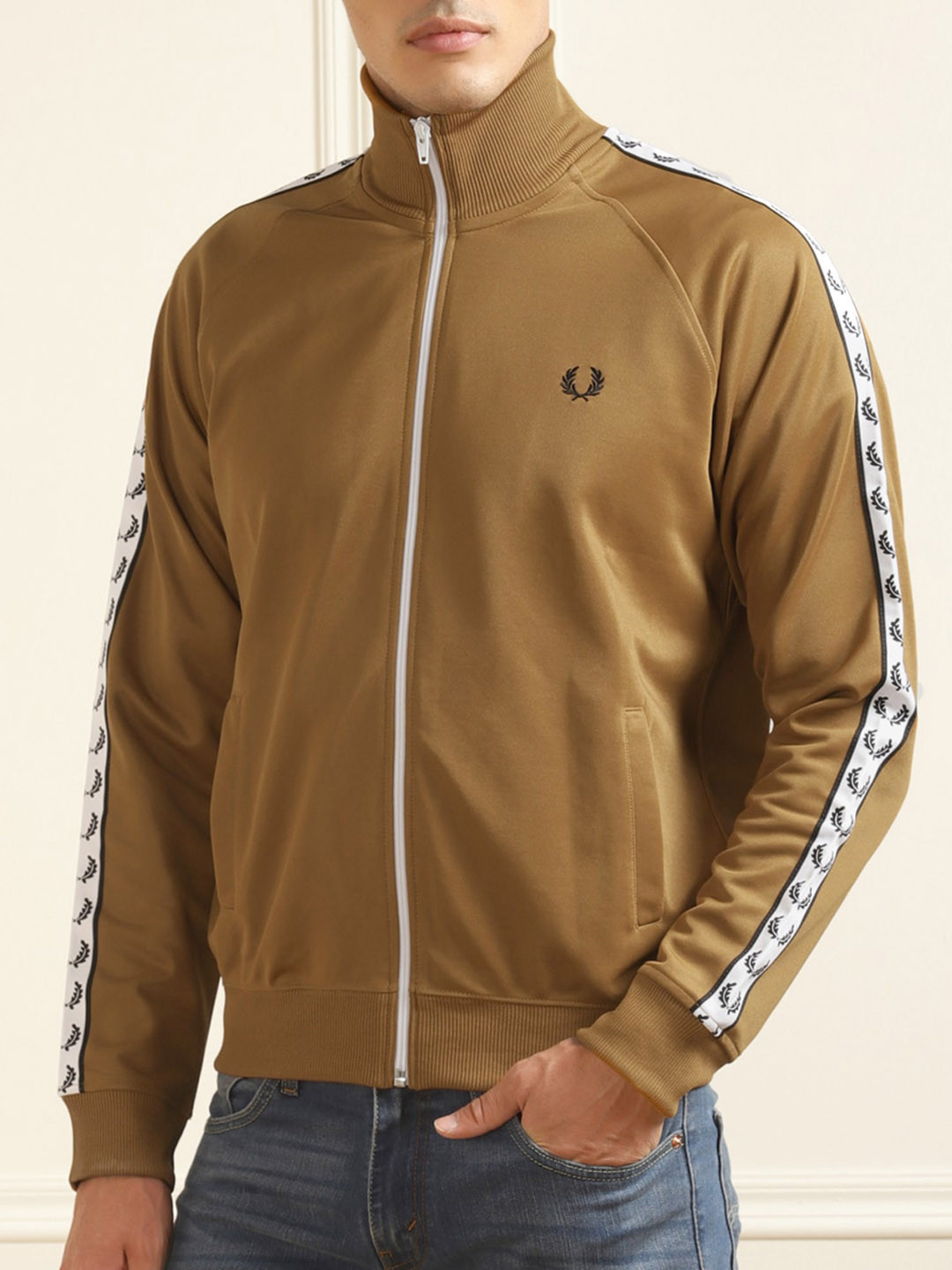Buy Fred Perry Men Beige Water Resistant Bomber Jacket - Jackets for ...