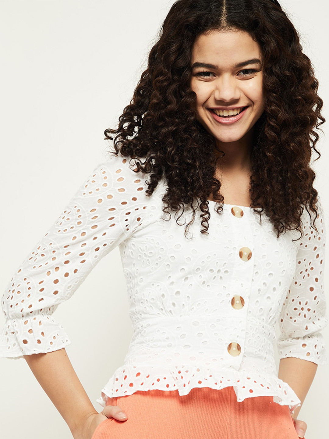 Buy Max White Solid Pure Cotton Top - Tops for Women 16594696 | Myntra