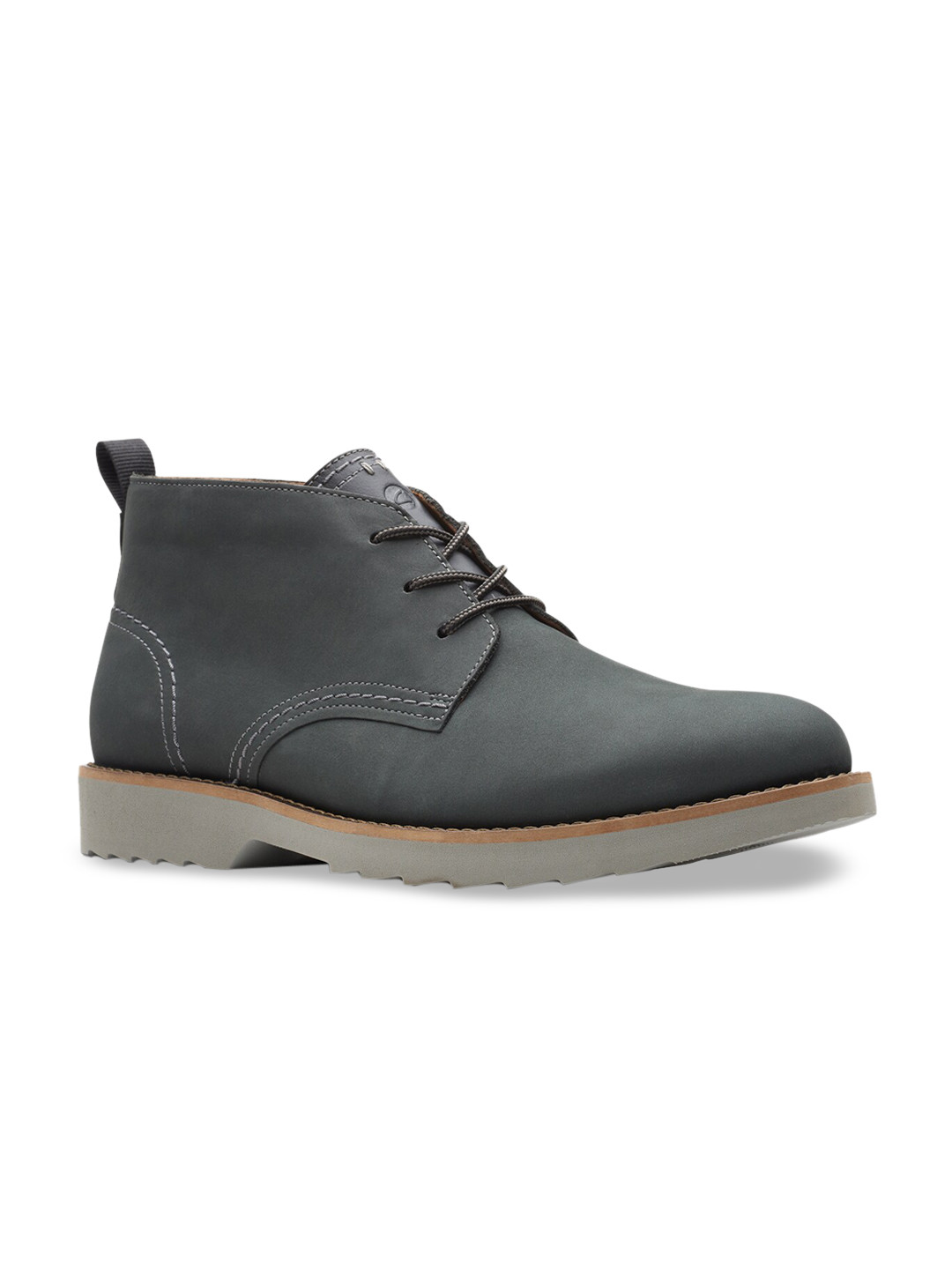Buy Clarks Men Grey Nubuck Leather Mid Top Flat Boots - Casual Shoes ...