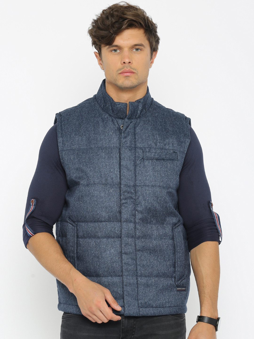Buy Monte Carlo Blue Padded Sleeveless Jacket - Jackets for Men 1659951 ...