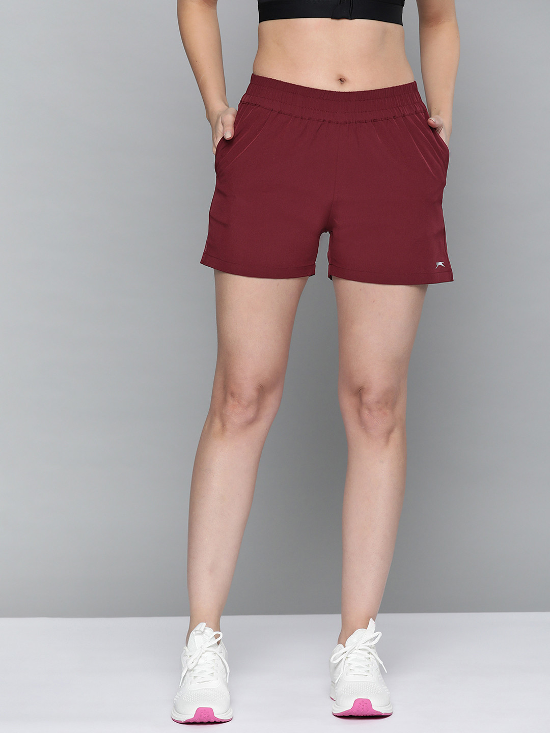 Buy Slazenger Women Maroon Solid Sports Shorts - Shorts for Women ...