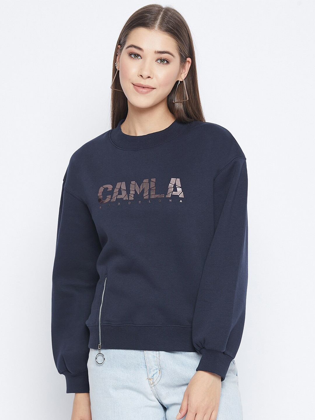 Buy CAMLA Women Navy Blue Sweatshirt - Sweatshirts for Women 16606634 ...