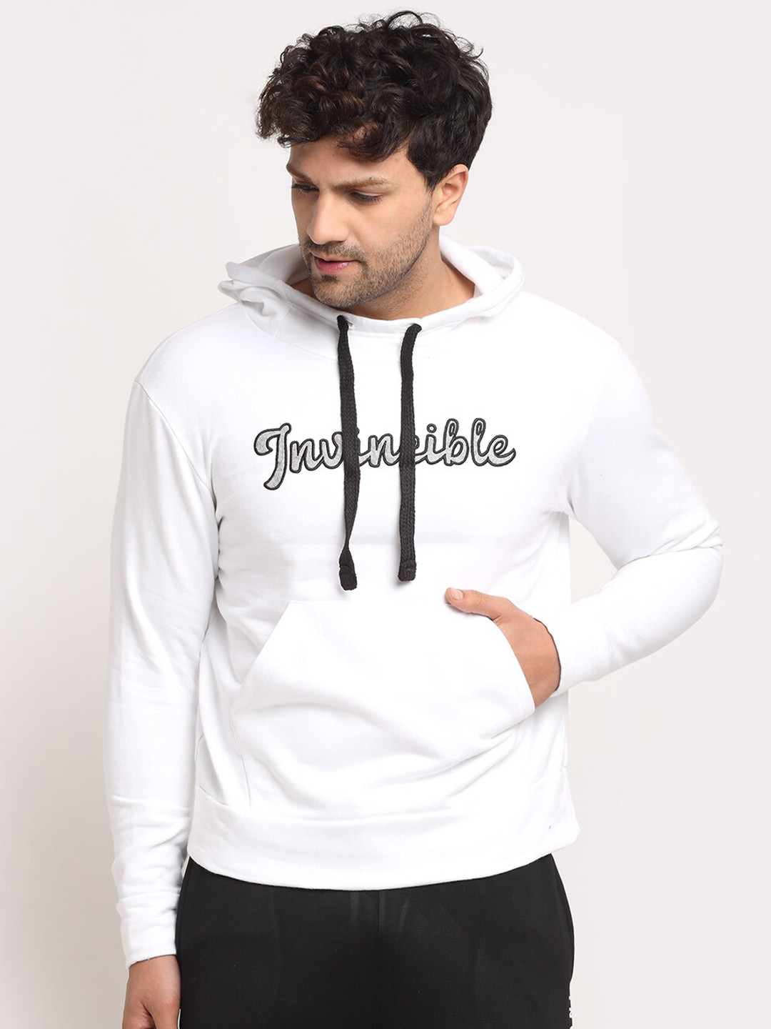 Buy Invincible Men White Printed Hooded Sweatshirt - Sweatshirts for ...