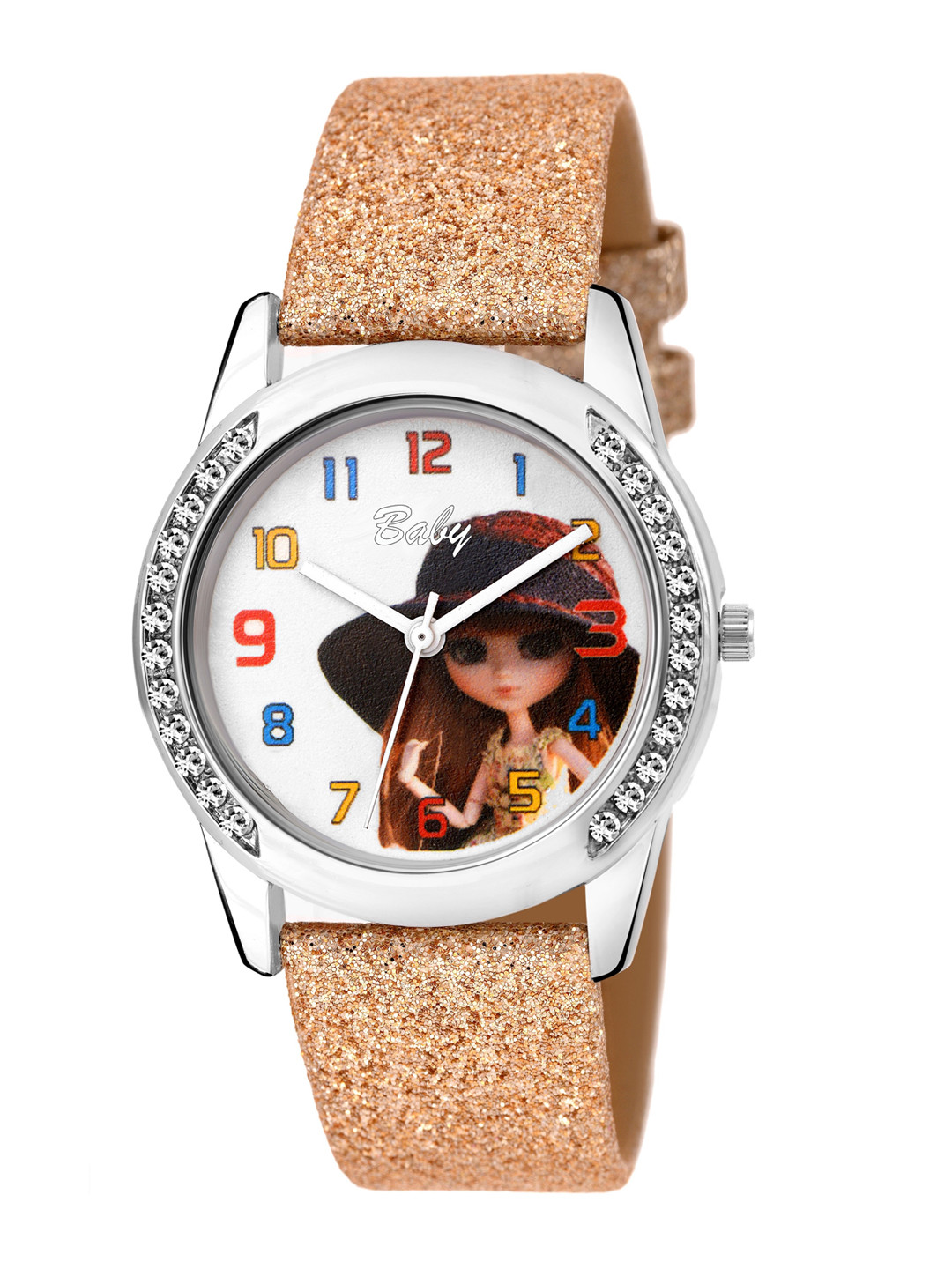 Buy Kool Kidz Unisex Kids Multicoloured Embellished Dial & Gold Toned ...