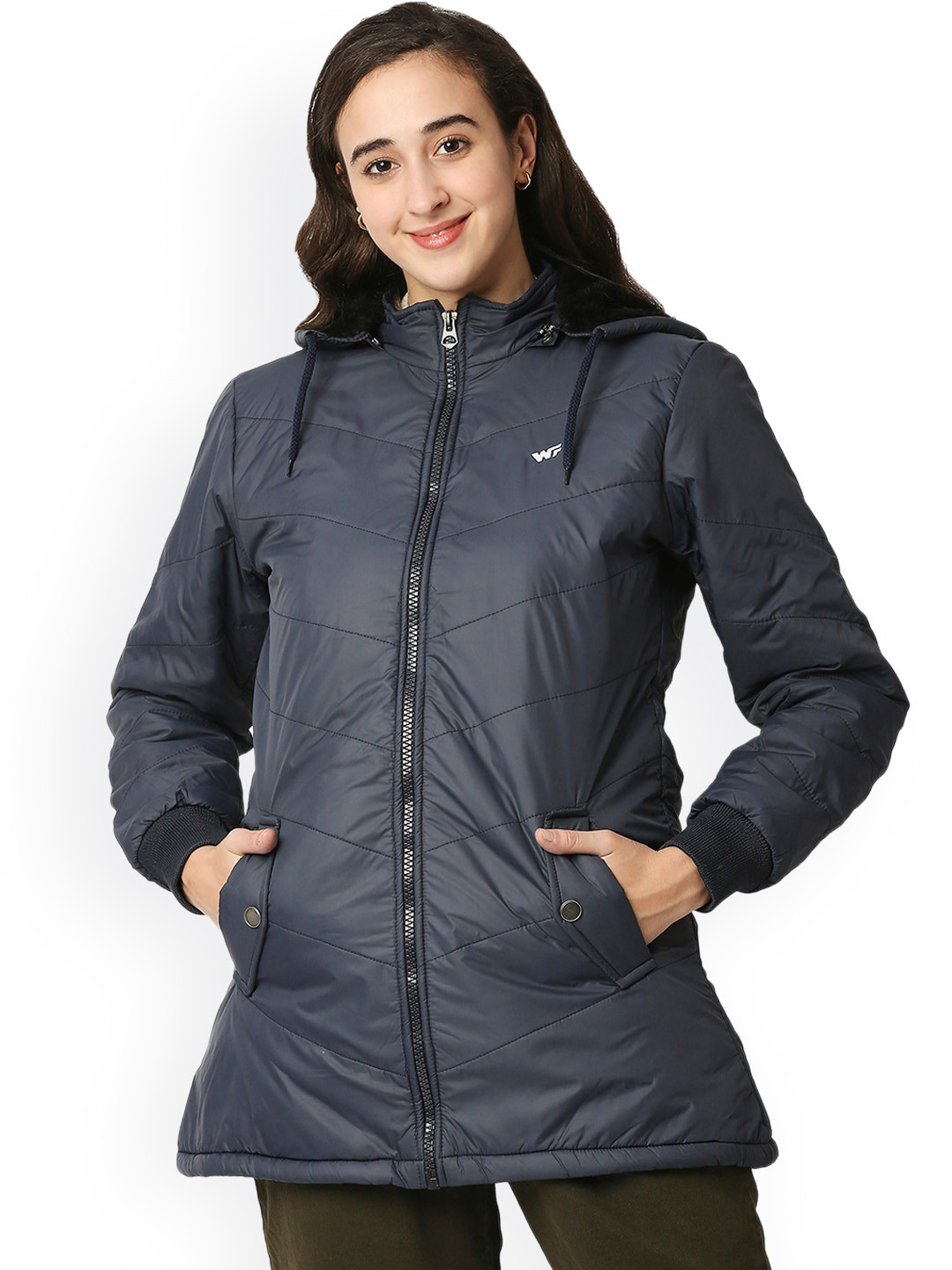 Buy Zeel Women Navy Blue Lightweight Padded Jacket - Jackets for Women ...