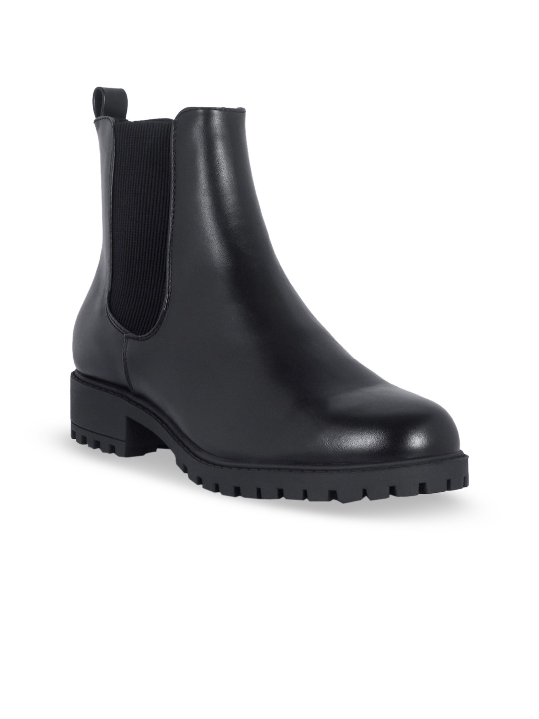 Buy London Rag Women Black Solid Casual High Top Block Heeled Chelsea ...