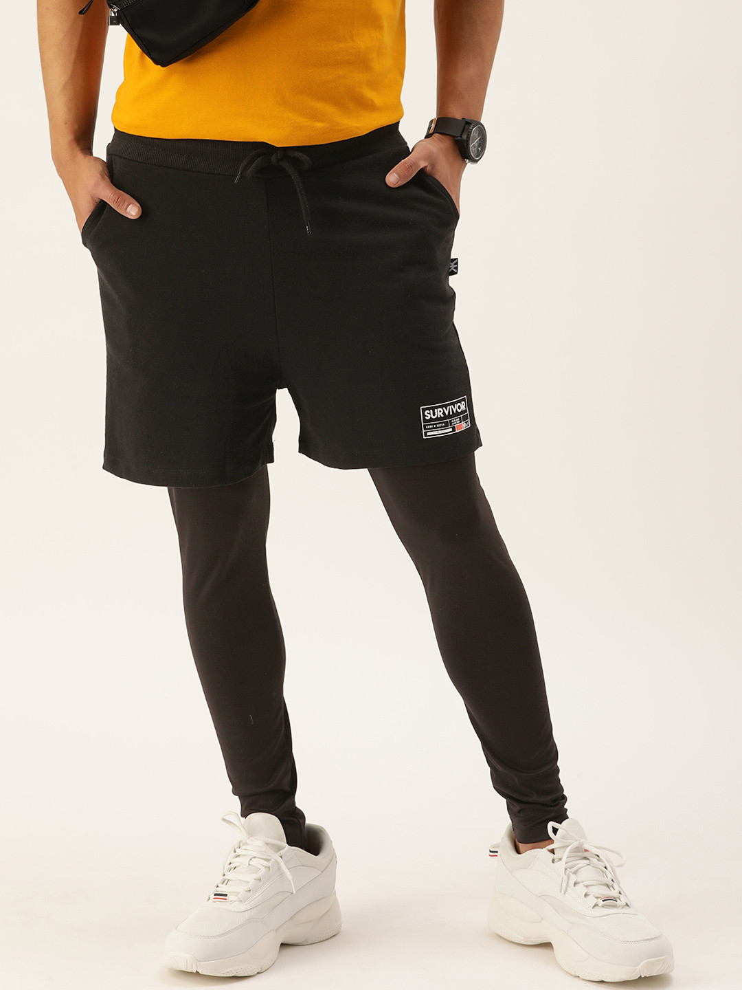 Buy Kook N Keech Men Solid Mid Rise Track Pants With Attached Shorts ...