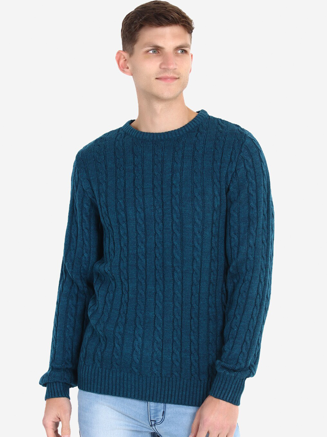 Buy JoE Hazel Men Blue Cable Knit Acrylic Pullover - Sweaters for Men ...
