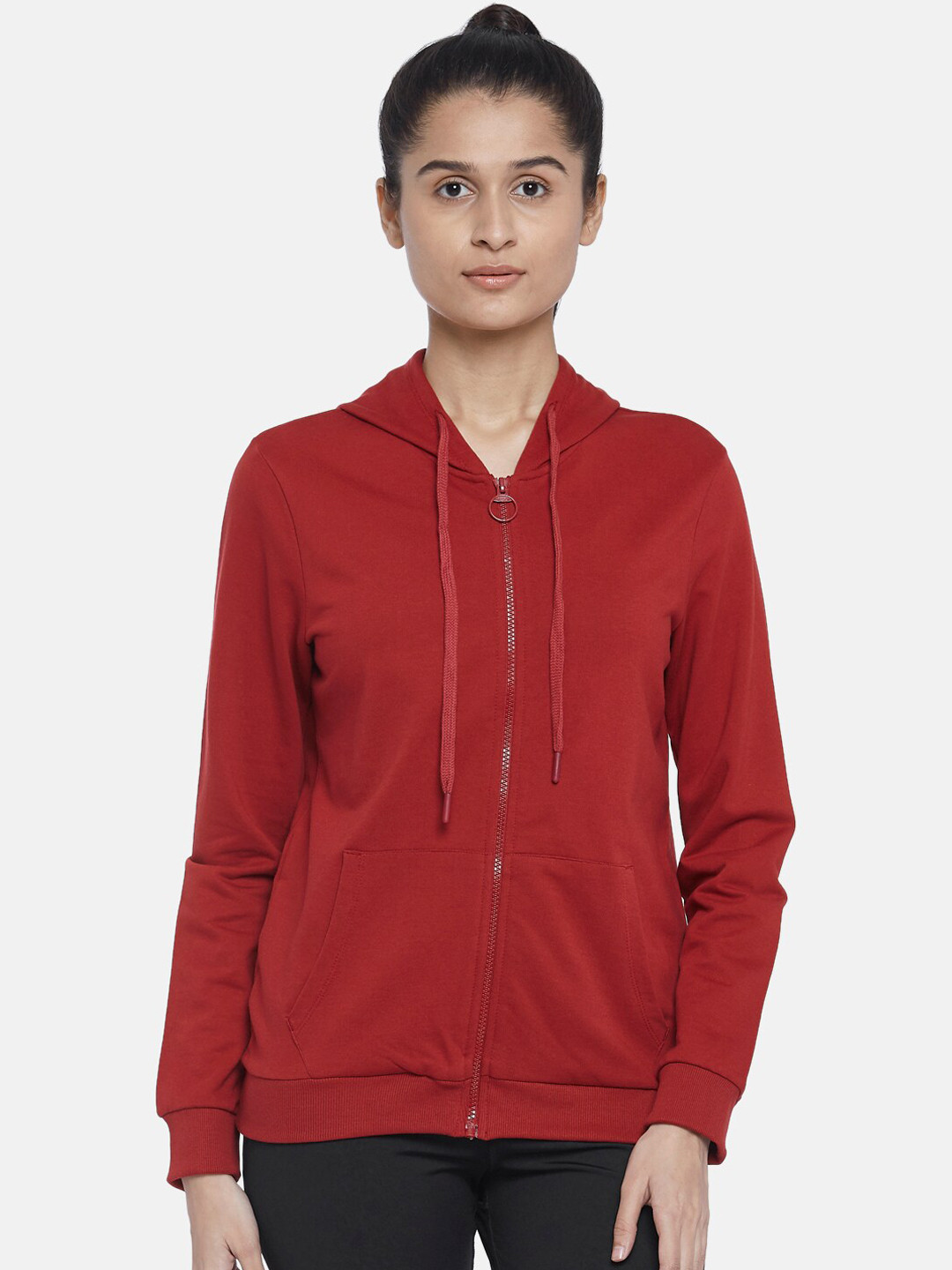 Buy Ajile By Pantaloons Women Maroon Floral Longline Tailored Jacket ...