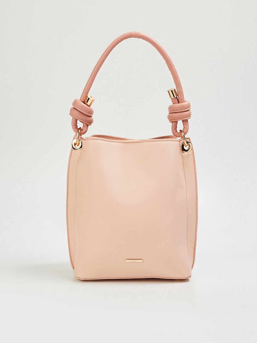 Buy Ginger By Lifestyle Pink Solid Structured Handheld Bag - Handbags ...