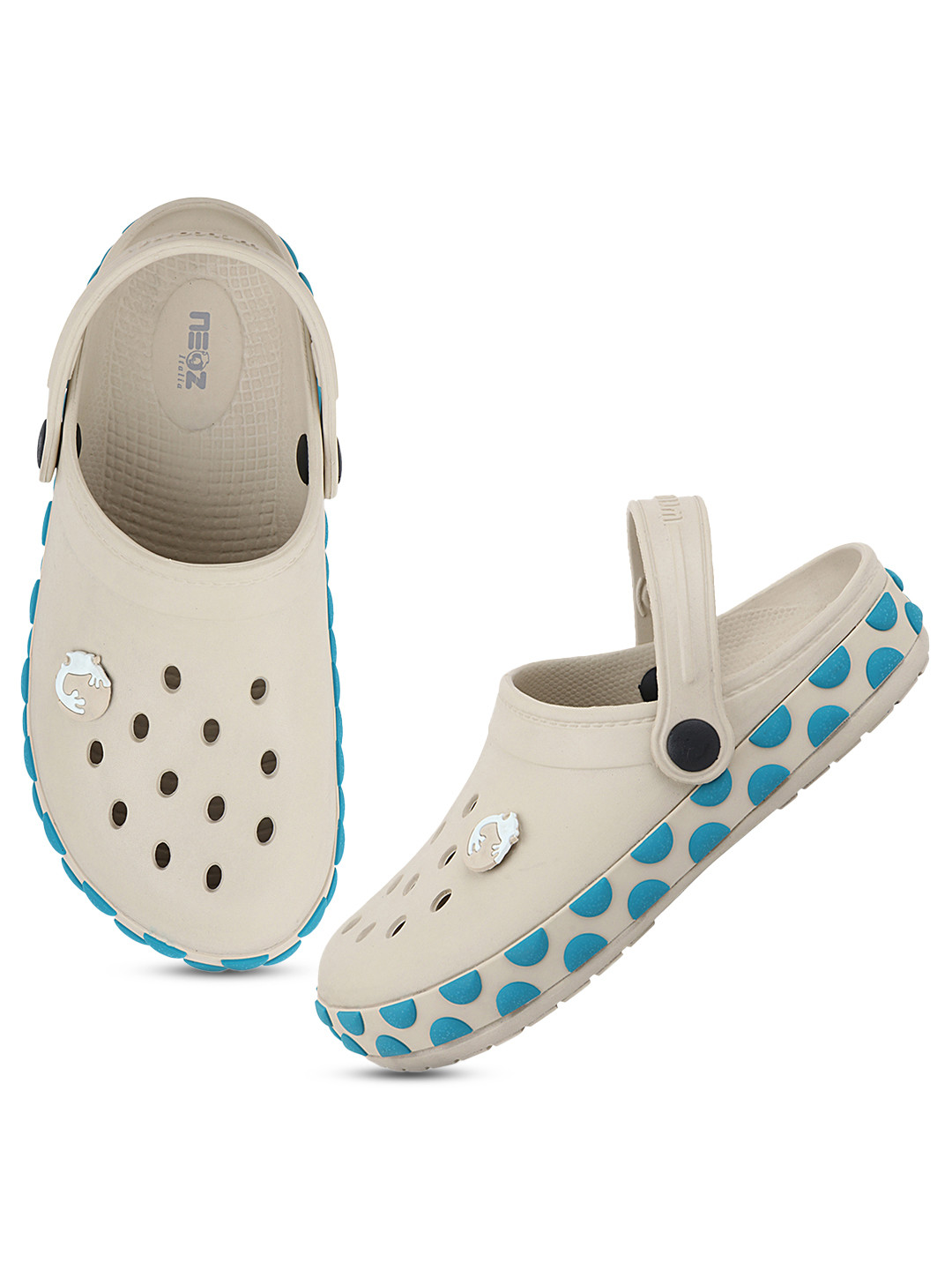 Buy NEOZ Girls Green & Blue Printed Rubber Clogs - Flip Flops for Girls ...