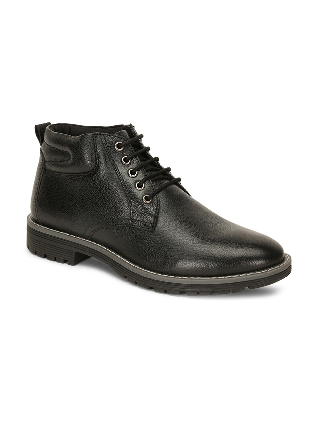 Buy Bata Men Black Textured Leather Boots - Casual Shoes for Men ...