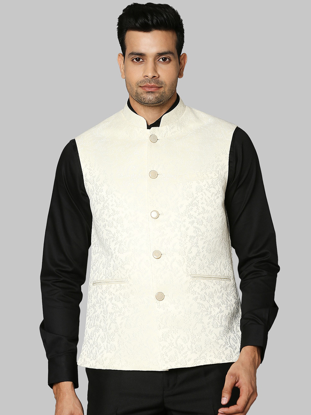 Buy Raymond Men Off White Woven Design Waistcoats - Waistcoat for Men ...