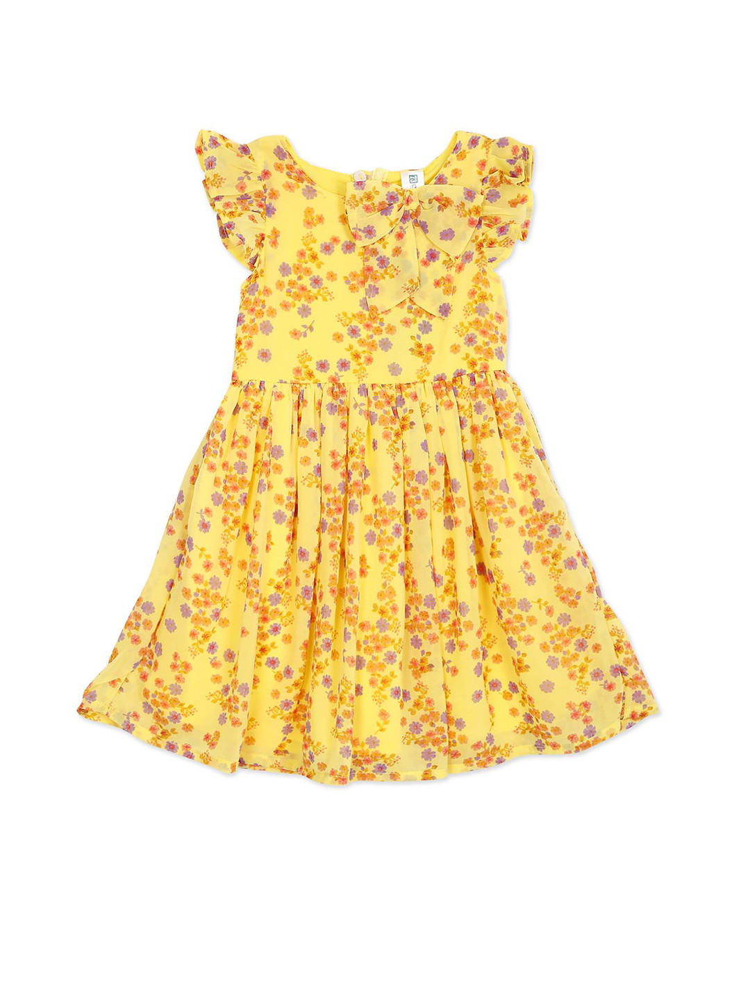 Buy Cherokee Girls Yellow & Purple Floral Printed Dress - Dresses for ...