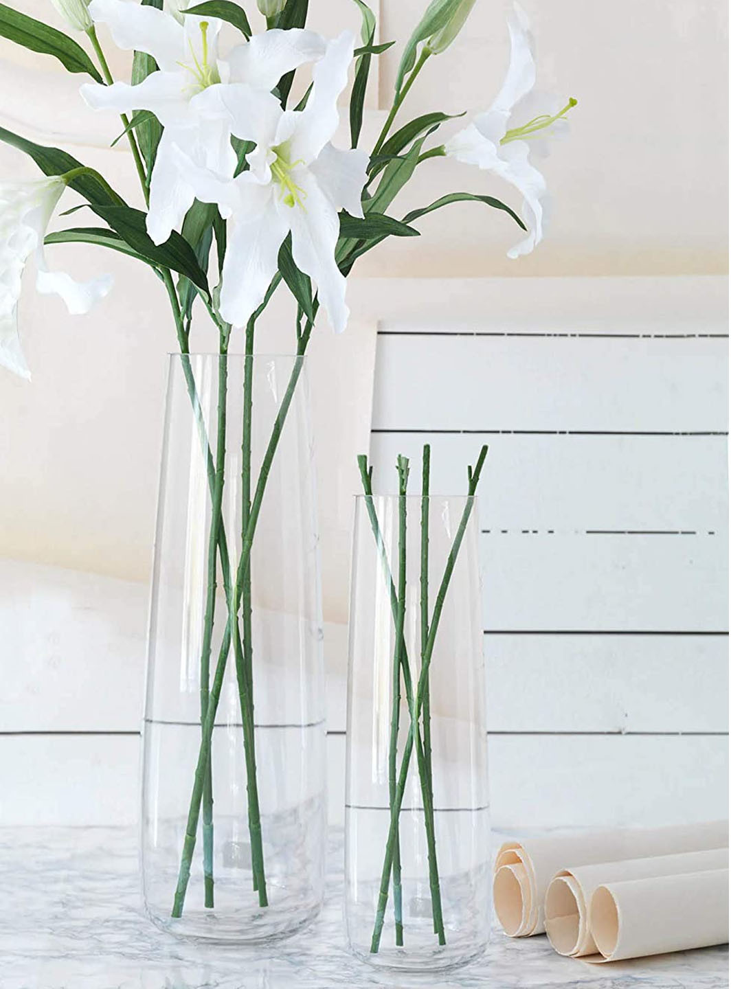 Buy TIED RIBBONS Set Of 2 Transparent Solid Glass Vases - Vases for ...