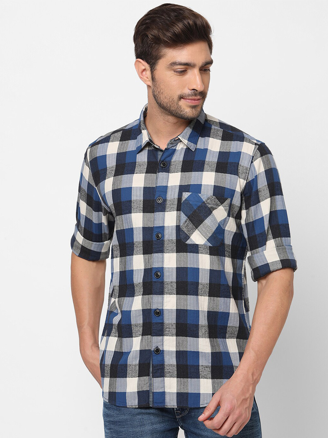 Buy Pepe Jeans Men Blue Checked Casual Shirt - Shirts for Men 16644668 ...