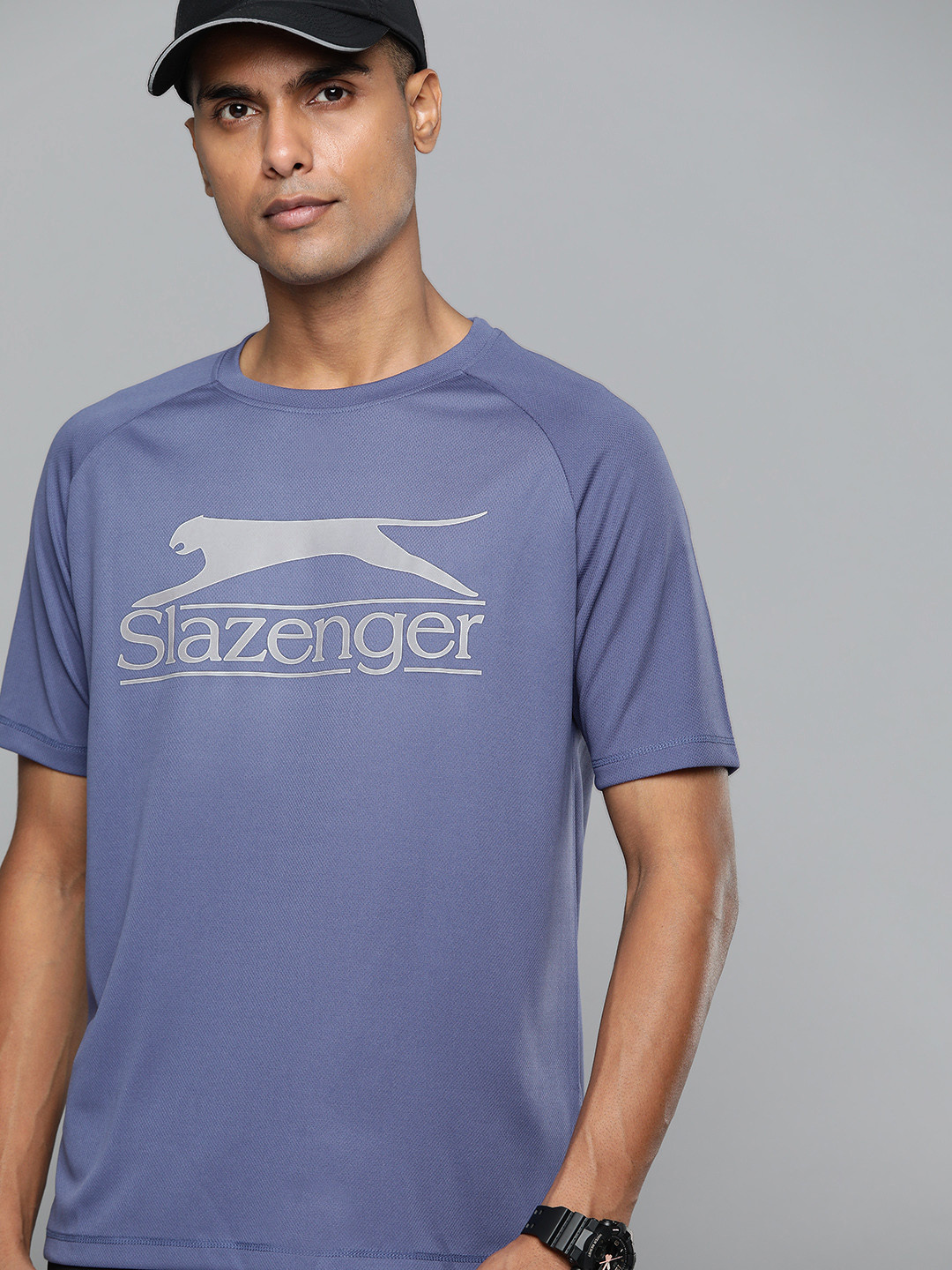 Buy Slazenger Men Blue Brand Logo Printed Slim Fit T Shirt - Tshirts ...
