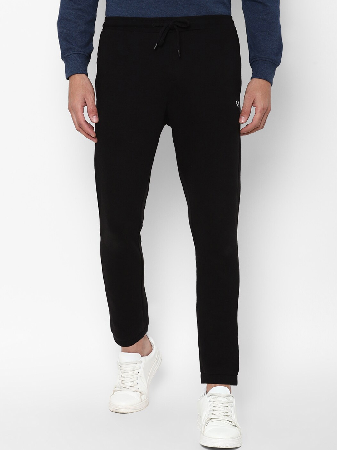 Buy Allen Solly Men Black Solid Pure Cotton Track Pants Track Pants