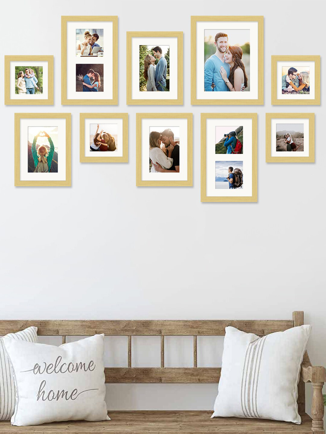 Buy Art Street Set Of 10 Beige Solid Wall Photo Frames - Photo Frames ...
