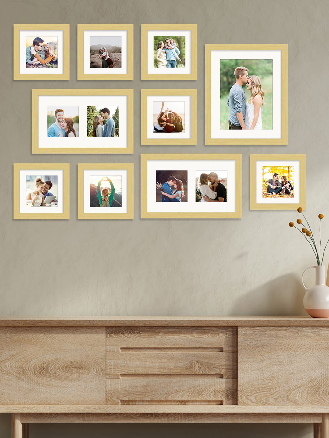 Buy Art Street Set Of 10 Beige & White Wall Photo Frames - Photo Frames ...