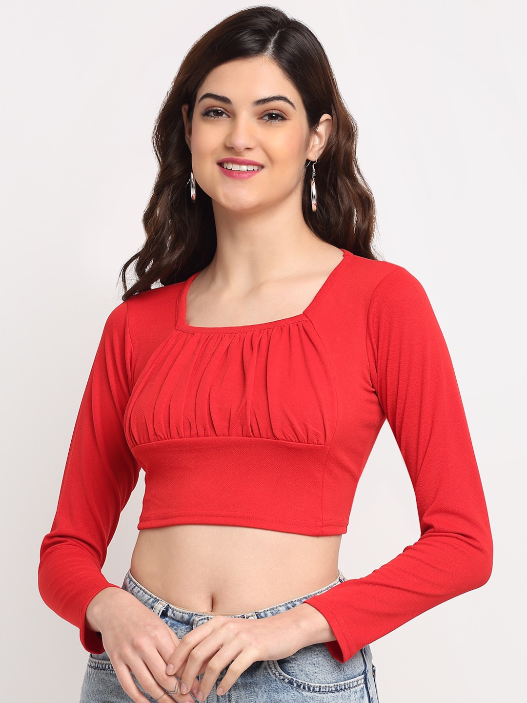 Buy Sugathari Red Crepe Crop Top Tops For Women 16651592 Myntra