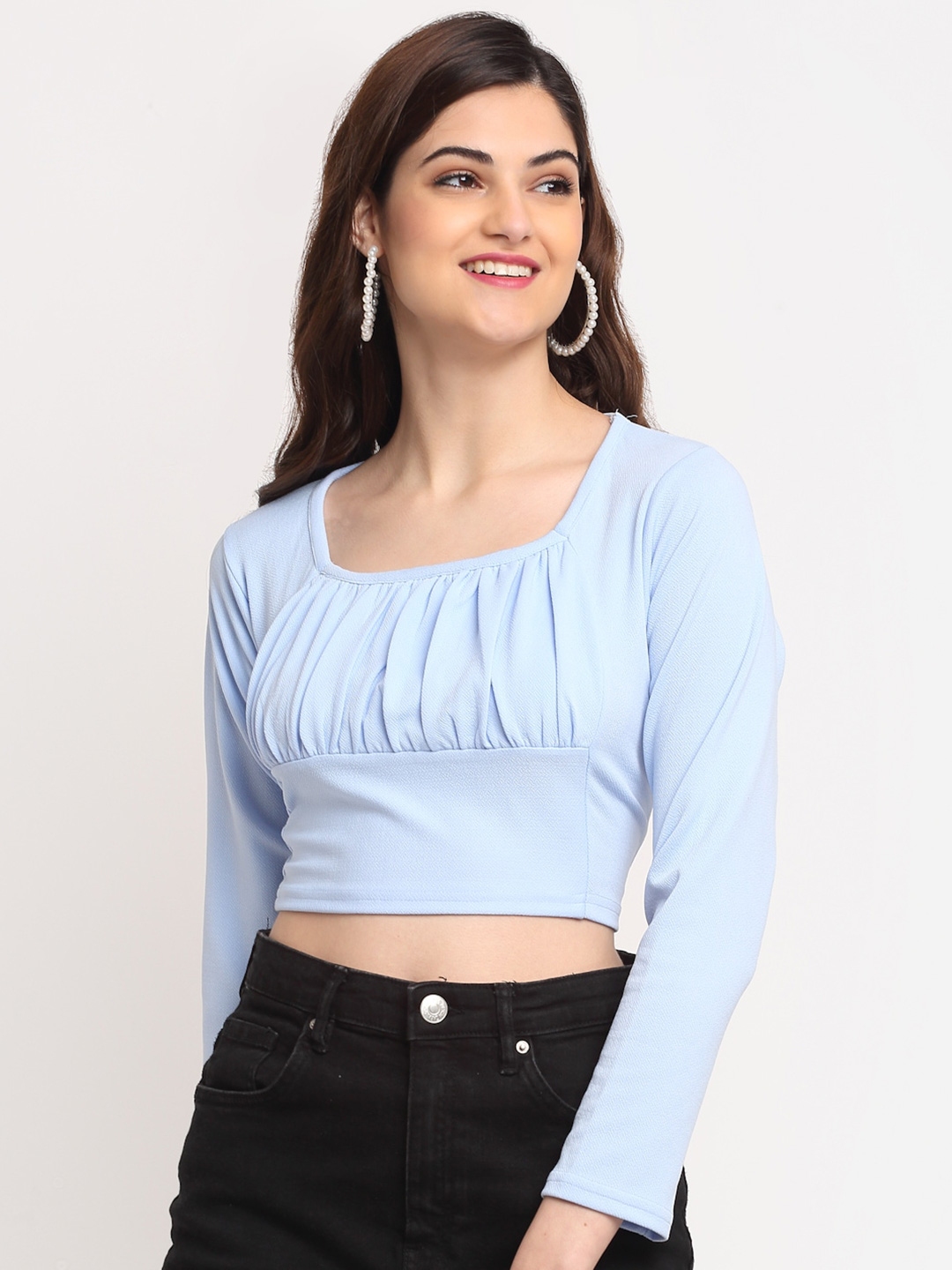 Buy Sugathari Blue Sheen Crop Top Tops For Women 16651608 Myntra