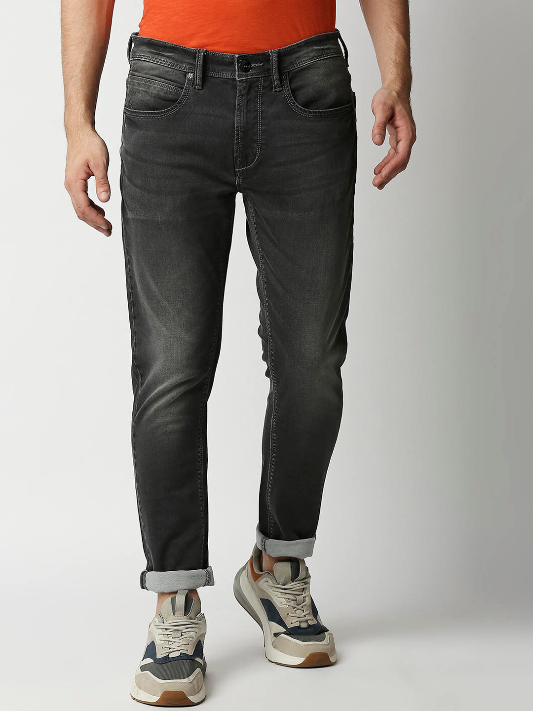 Buy Pepe Jeans Men Grey Skin Tight Skinny Fit Low Distress Light Fade ...