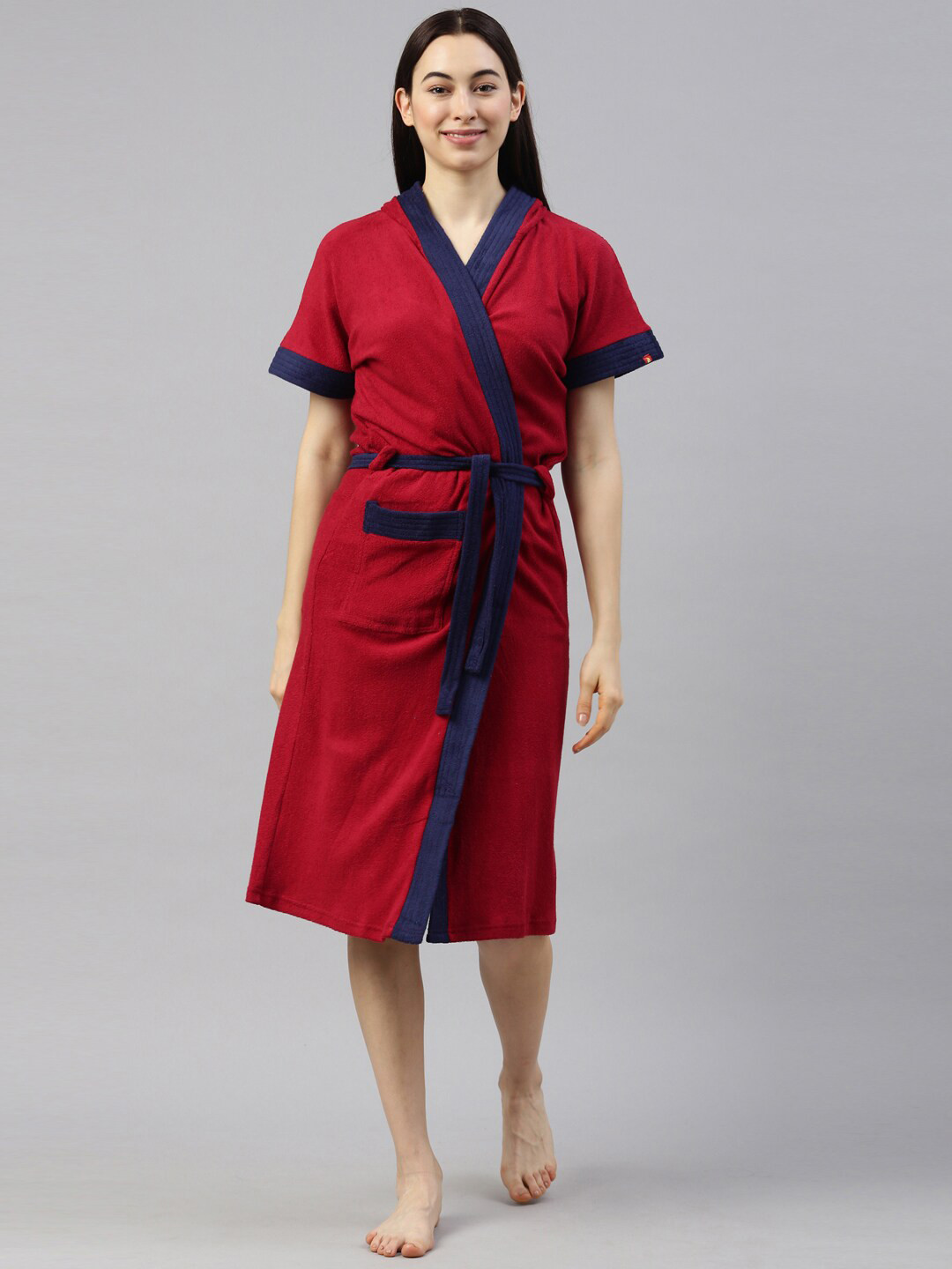 Buy GOLDSTROMS Women Red & Blue Solid Robe - Bath Robe for Women ...