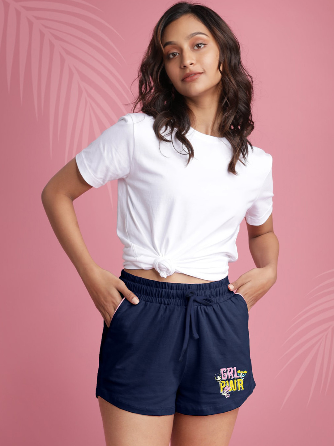 Buy The Souled Store Women Navy Blue Cotton Running Shorts - Shorts for ...