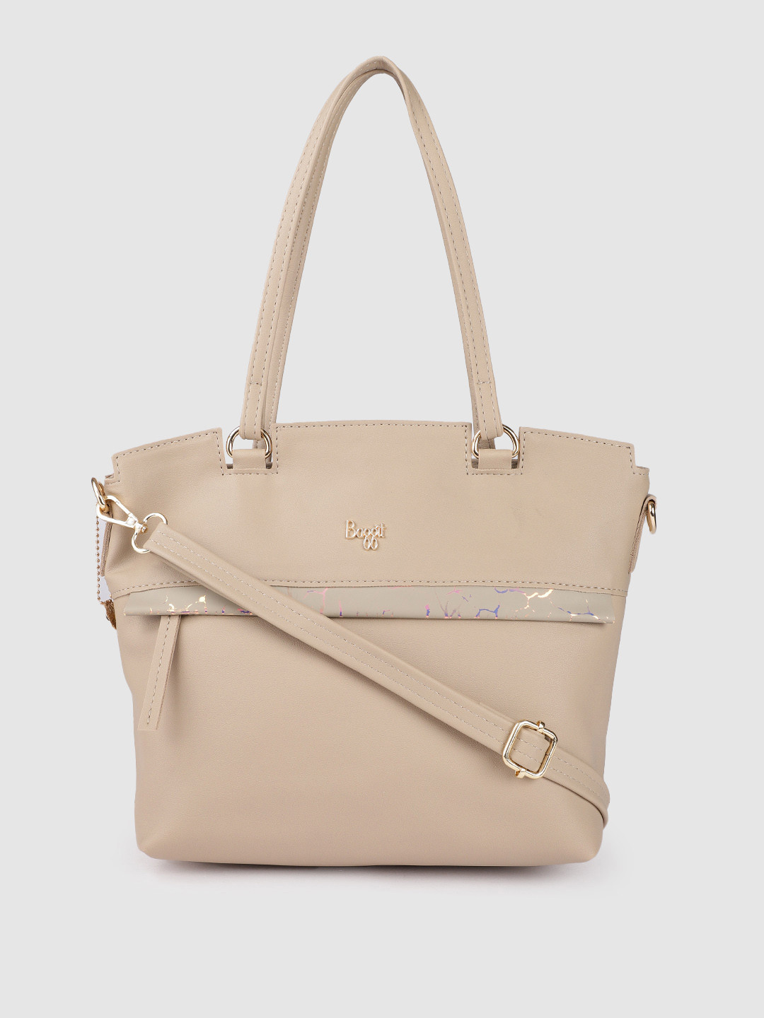 Buy Baggit Women Beige Structured Handheld Bag - Handbags for Women ...
