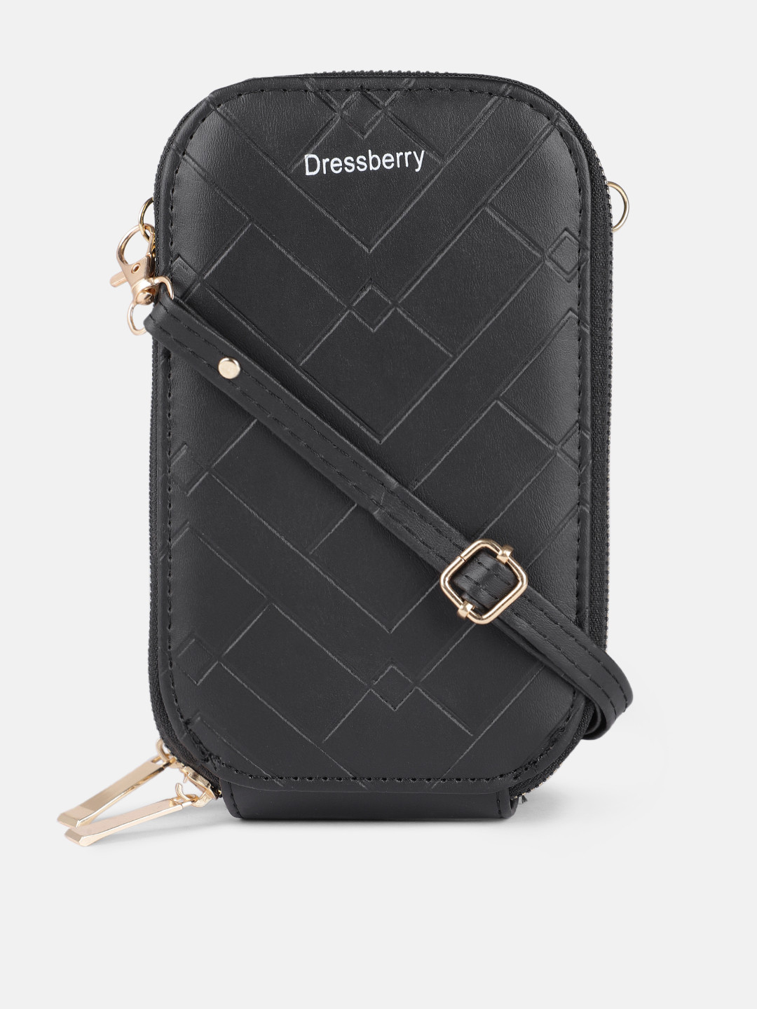 Buy DressBerry Women Black Textured Mobile Pouch With Sling Strap ...