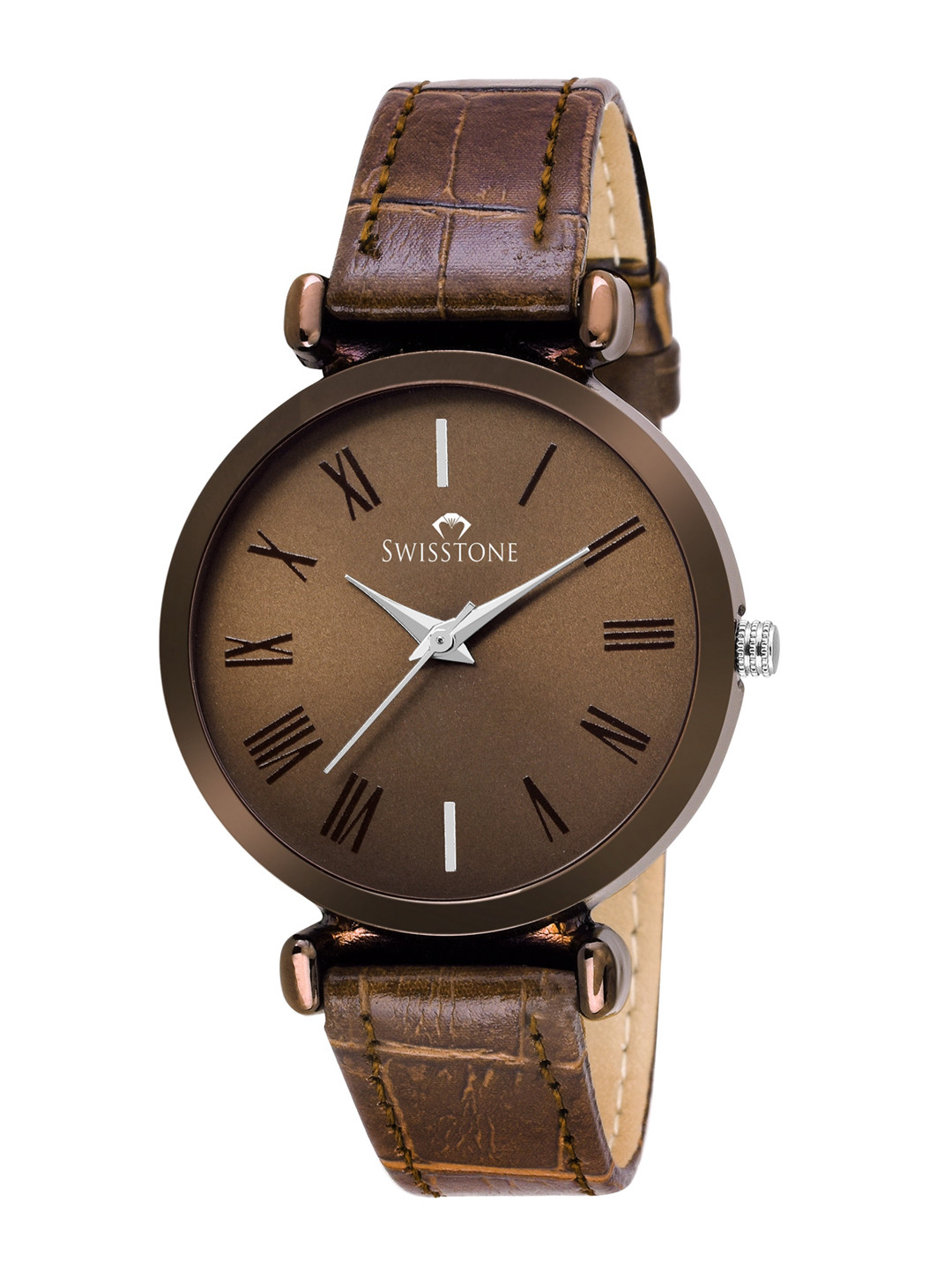 Buy SWISSTONE Women Brown Textured Straps Analogue Watch - Watches for ...
