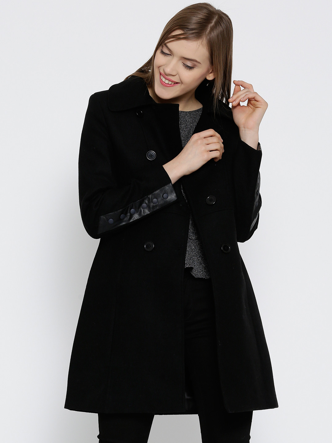 Buy Monte Carlo Black Overcoat - Coats for Women 1667895 | Myntra
