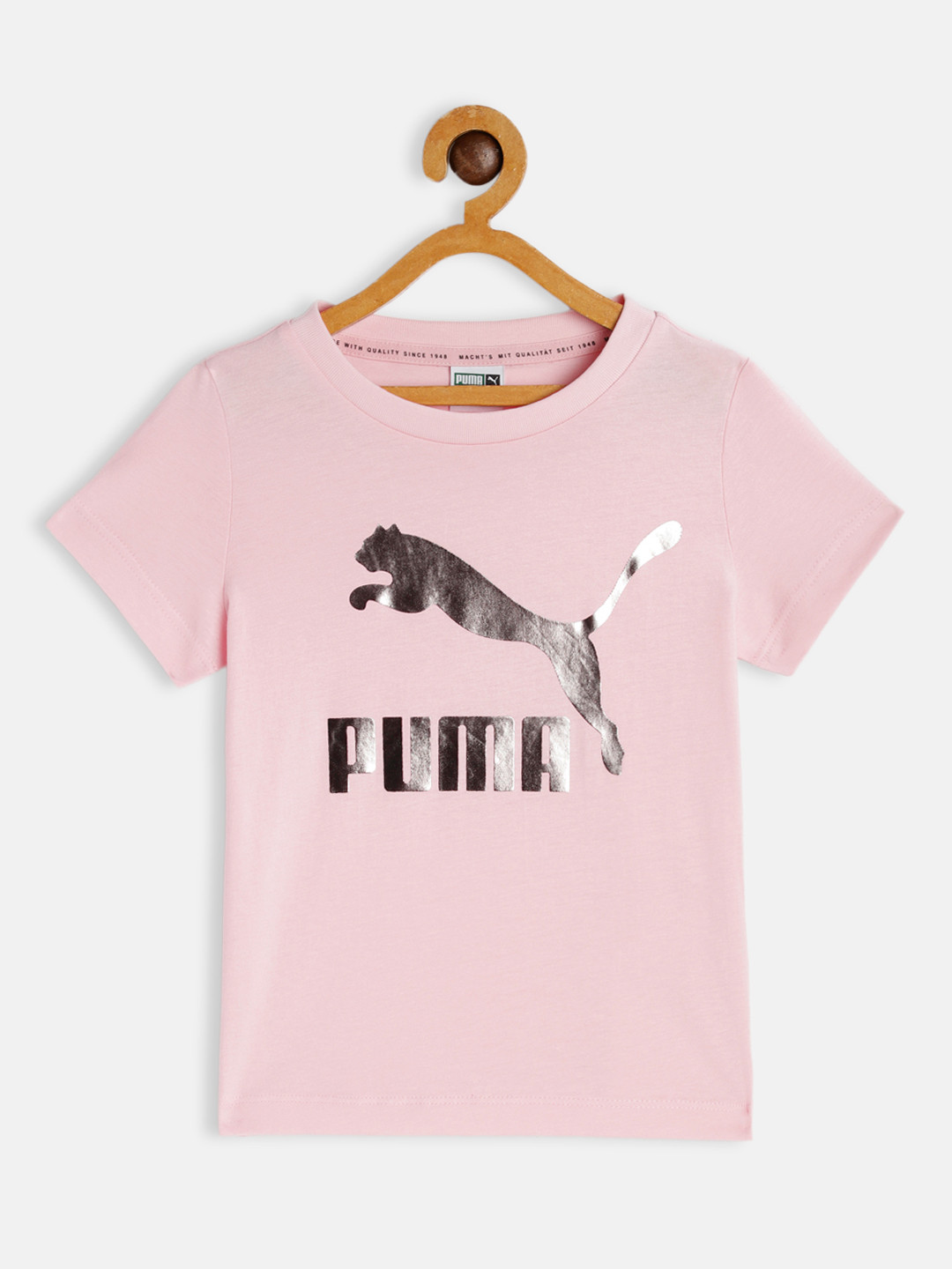 Buy Puma Girls Pink Classics Printed Pure Cotton T Shirt - Tshirts for ...