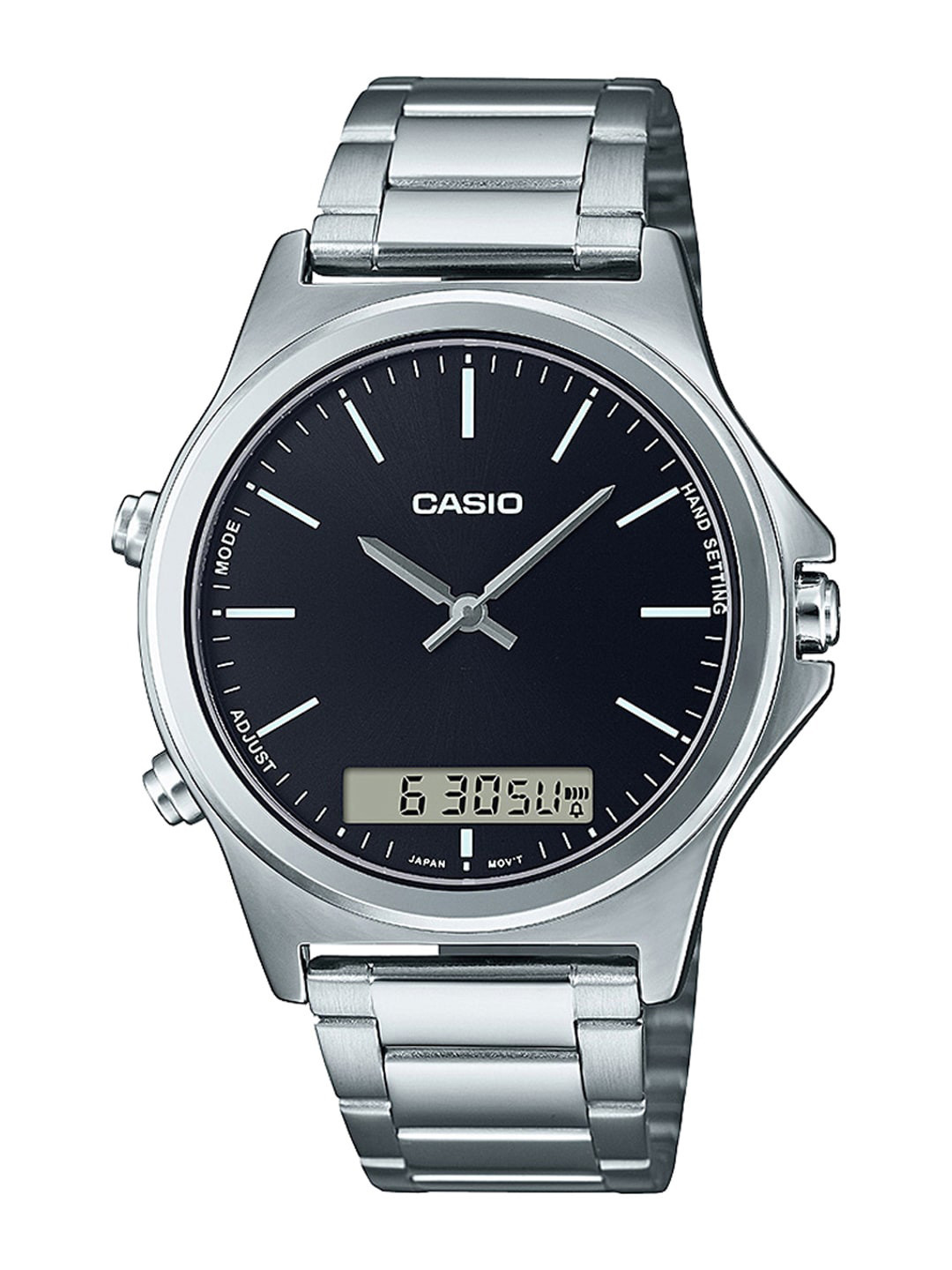 Buy CASIO Men Black Dial & Silver Toned Bracelet Style Straps Analogue ...