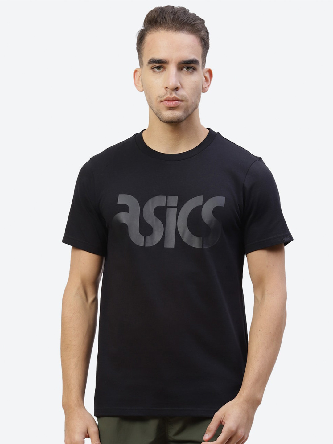 Buy ASICS Men Black M Bubble Logo Graphic Printed Walking T Shirt ...