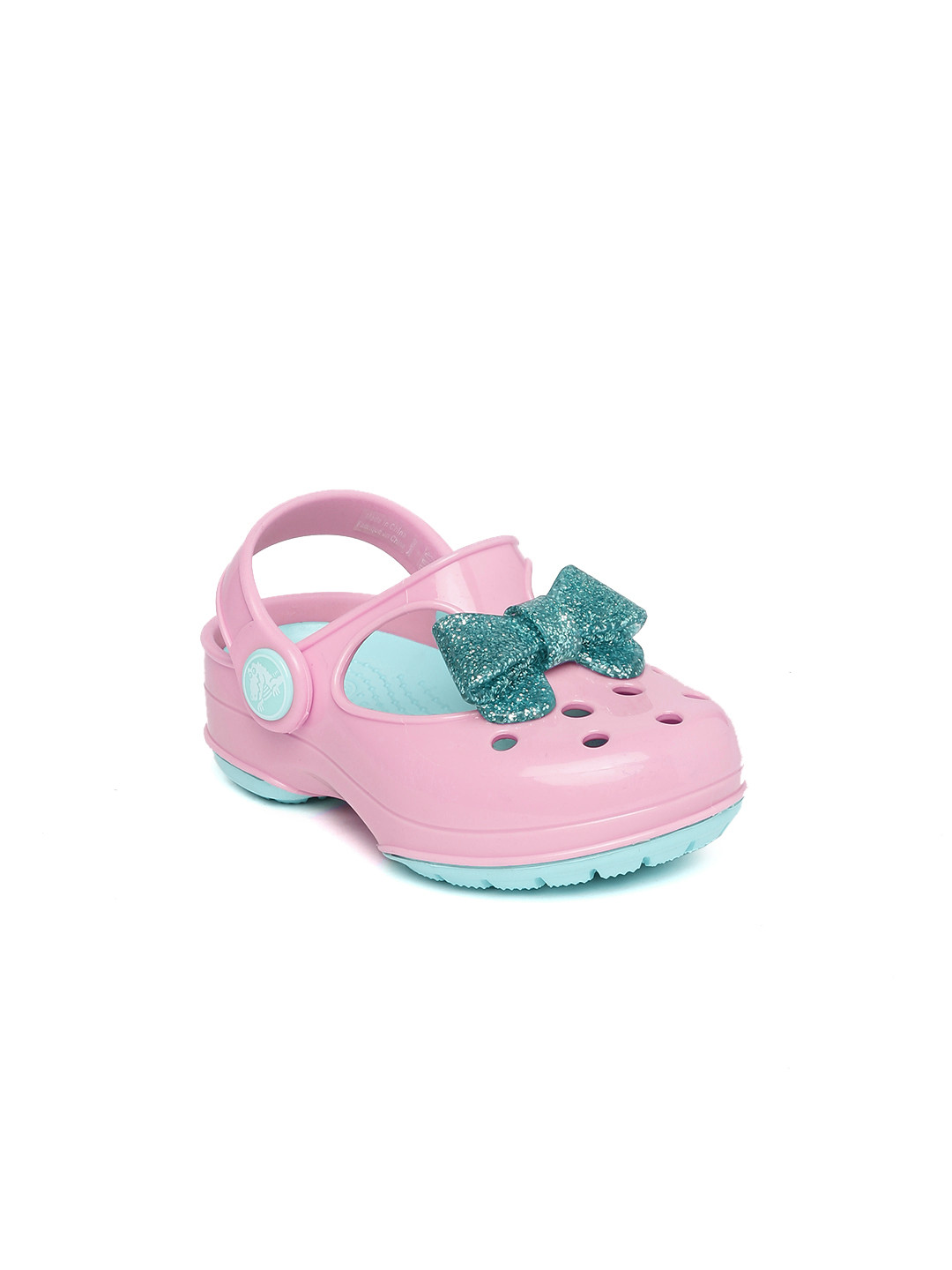 Buy Crocs Girls Pink Glitter Bow Clogs - Flip Flops for Girls 1668148 ...