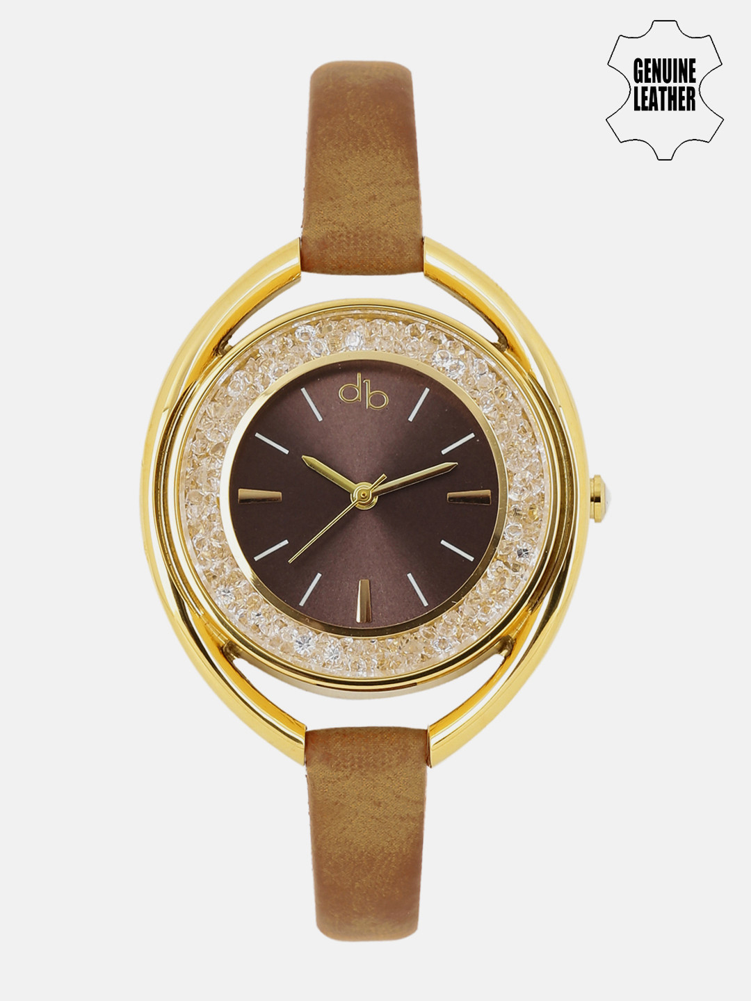 Buy DressBerry Women Metallic Brown Embellished Analogue Watch DB21 A ...