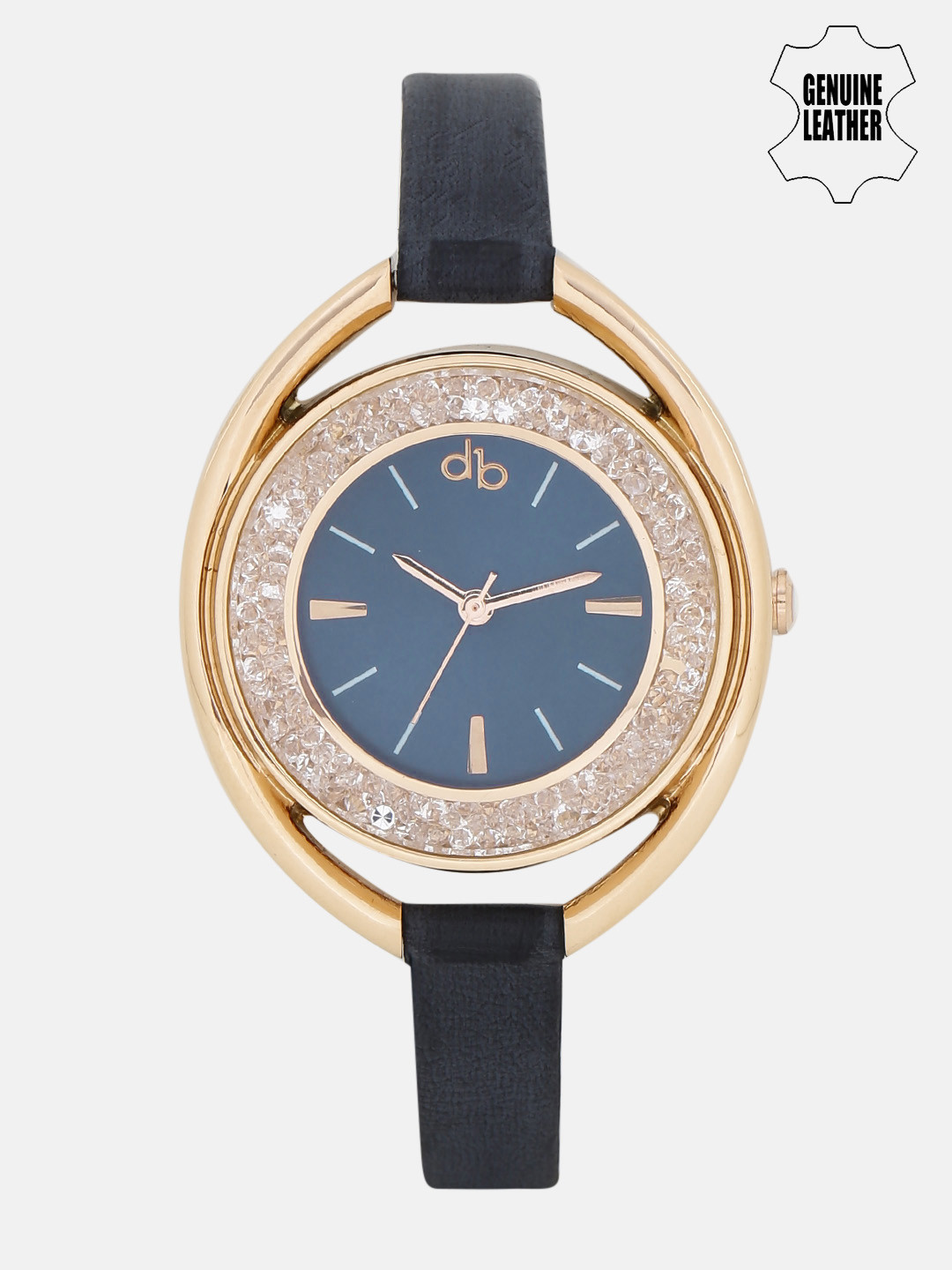 Buy DressBerry Women Metallic Blue Embellished Analogue Watch DB21 B ...