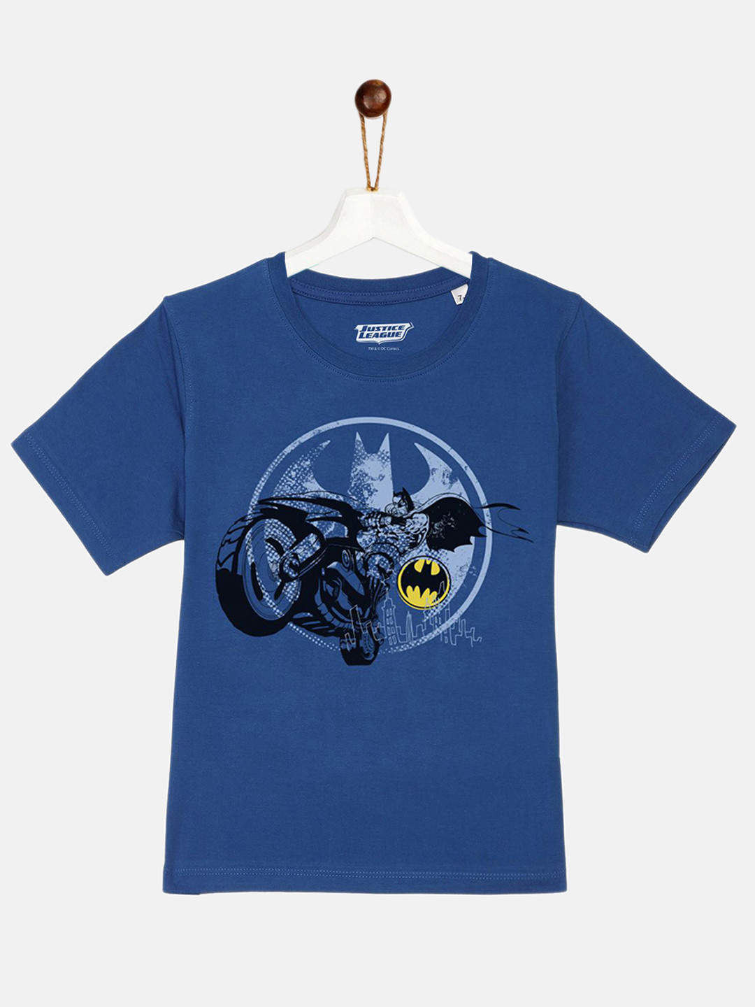 Buy YK Justice League Boys Blue Batman Graphic Printed Cotton T Shirt ...