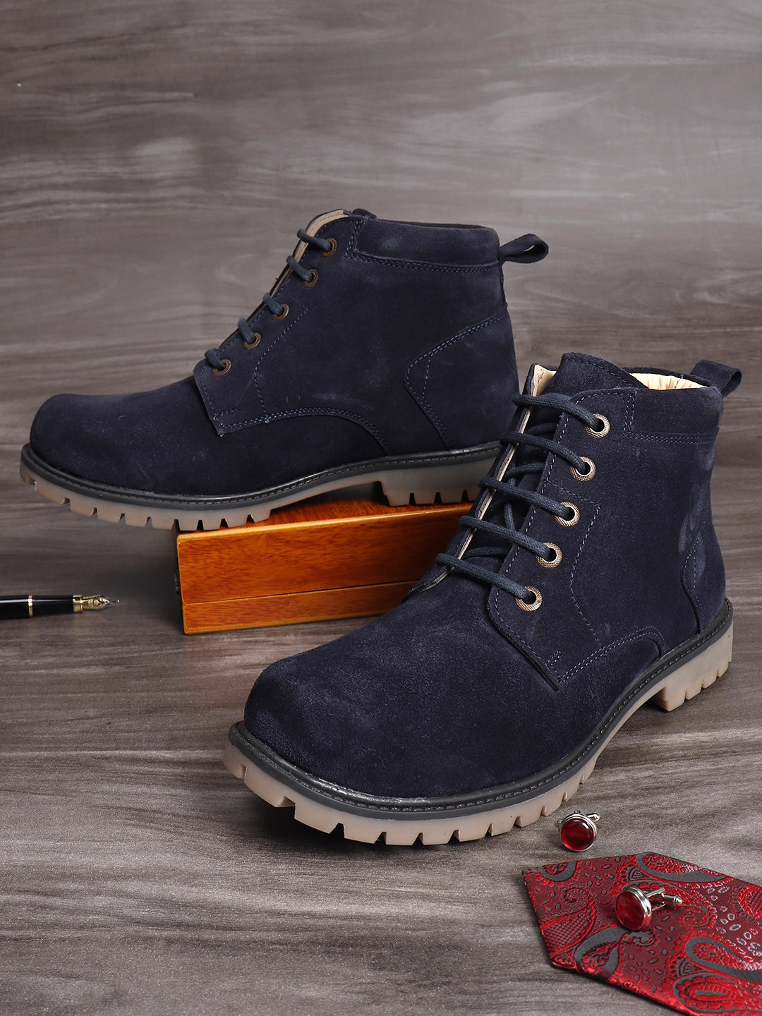 Buy LOUIS STITCH Men Blue Suede High Top Flat Boots - Casual Shoes for ...
