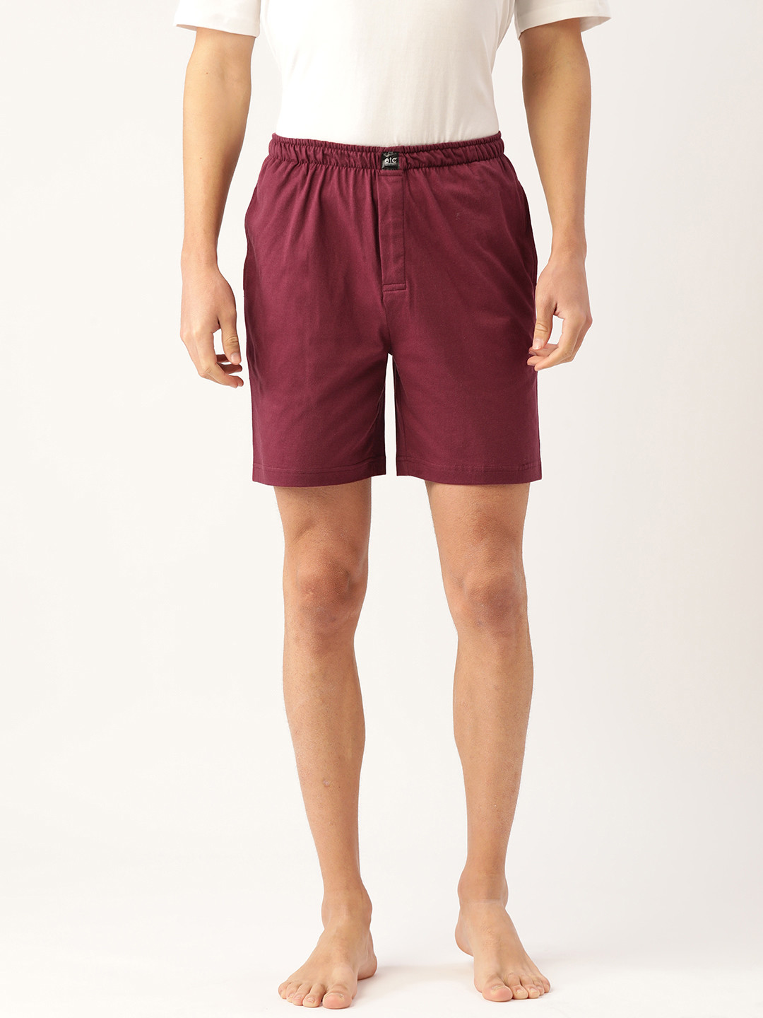 Buy ETC Men Burgundy Solid Lounge Shorts - Lounge Shorts for Men ...