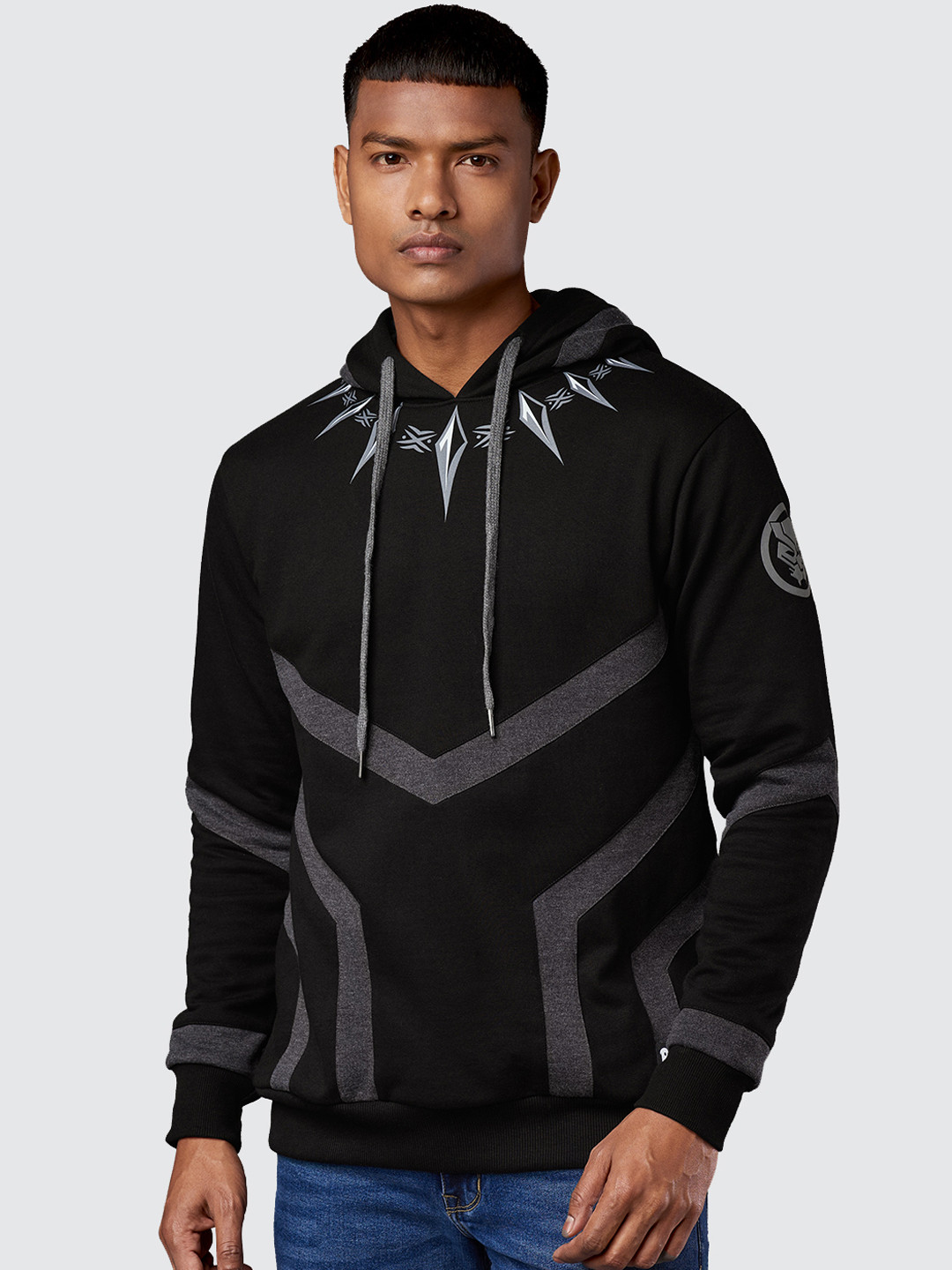 Buy The Souled Store Men Black Panther The Suit Printed Hooded Jacket ...